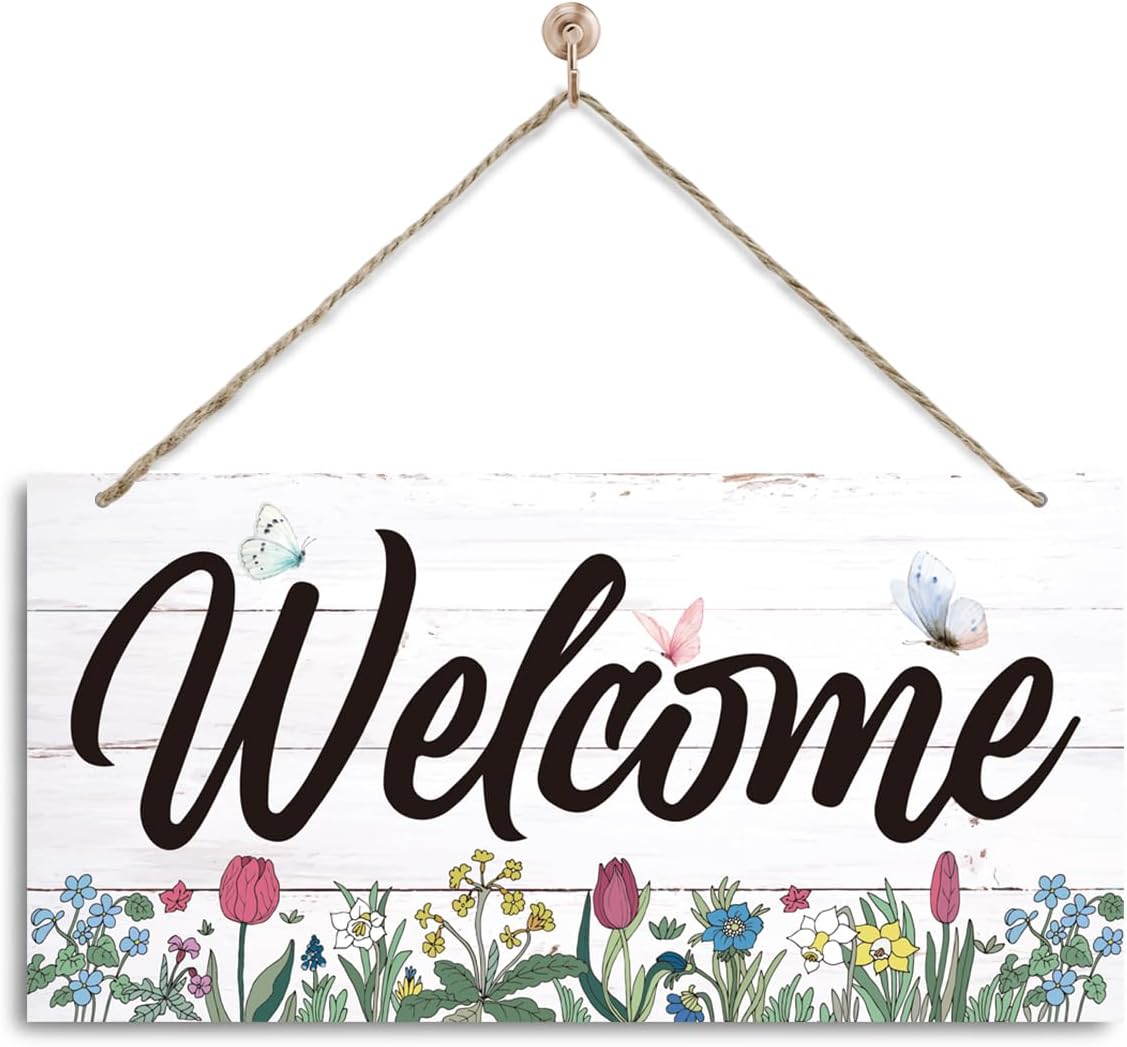 Spring Wall Decor Decorative Wall Plaque Welcome Sign for Front Door ...