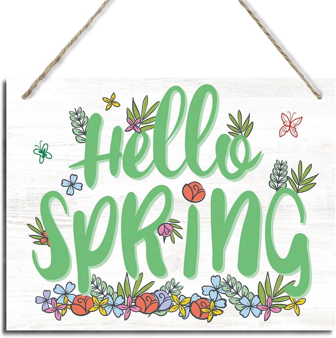 Spring Wall Decor, Hello Spring Welcome Sign, Decorative Hanging Wood ...