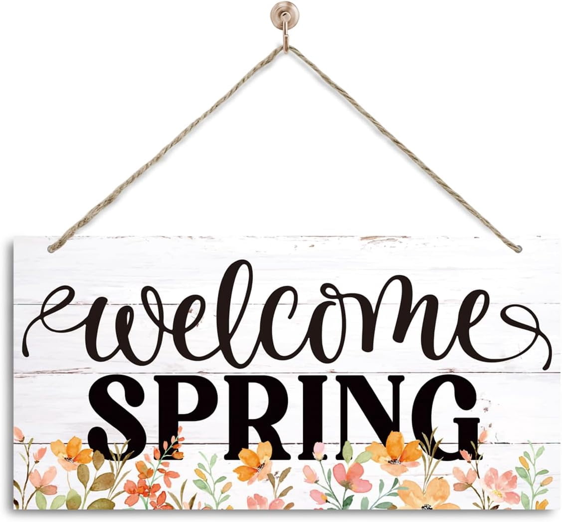 Spring Wall Decor Welcome Spring Sign Decorative Wall Plaque Rustic ...