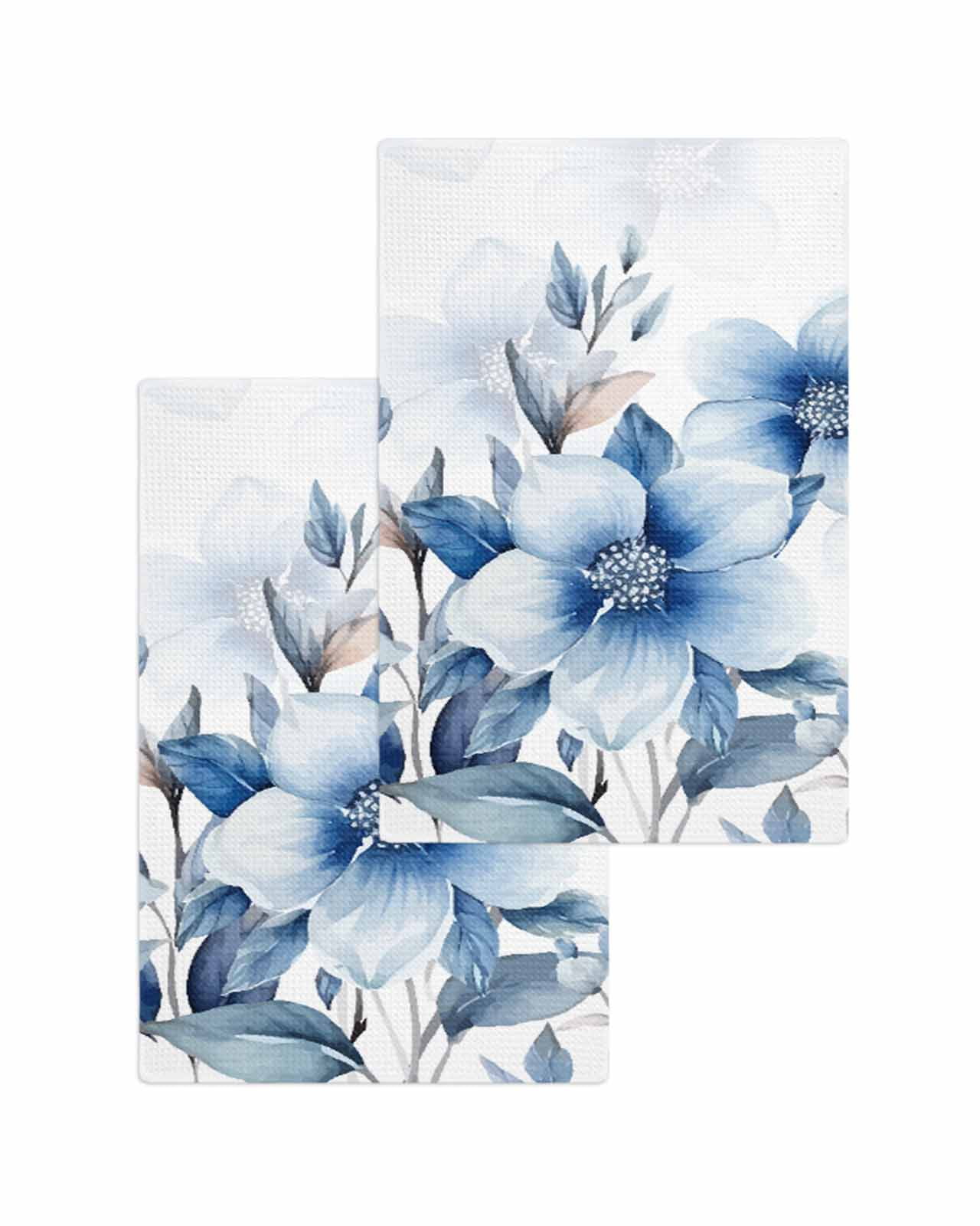 Spring Watercolor Blue Flower Farm Rural Tea Towels Absorption Walf ...