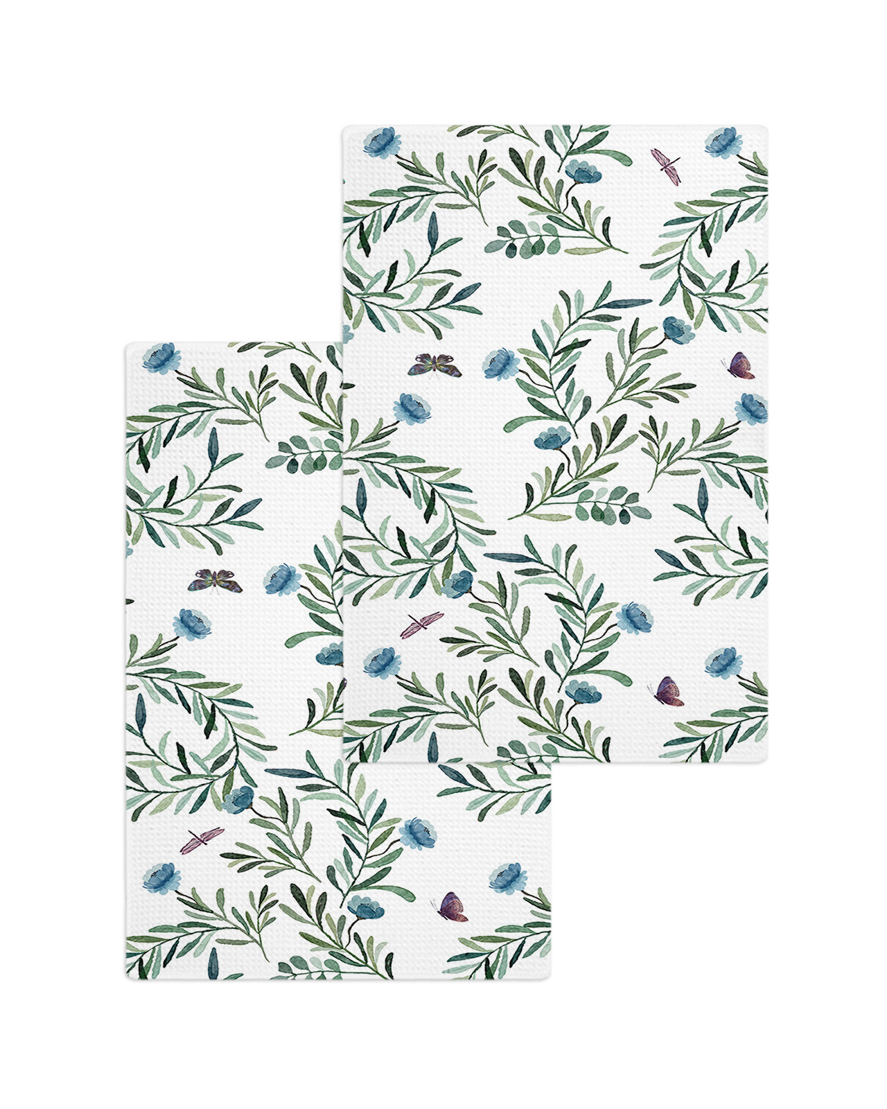 Spring Watercolor Blue Flower Farm Rural Tea Towels Absorption Walf ...