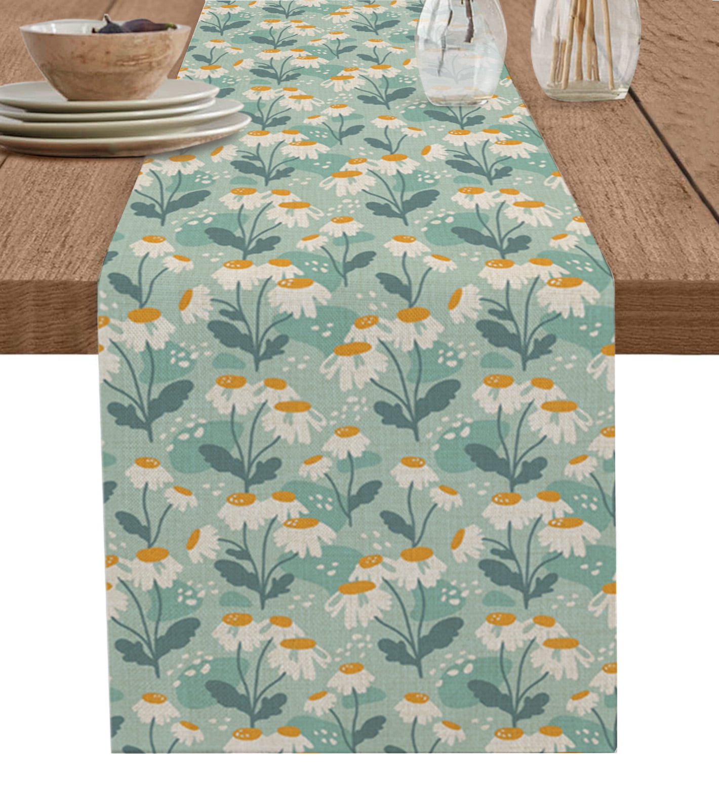 Spring Watercolor Floral Simple Table Runner ration Home r Dinner Table ...