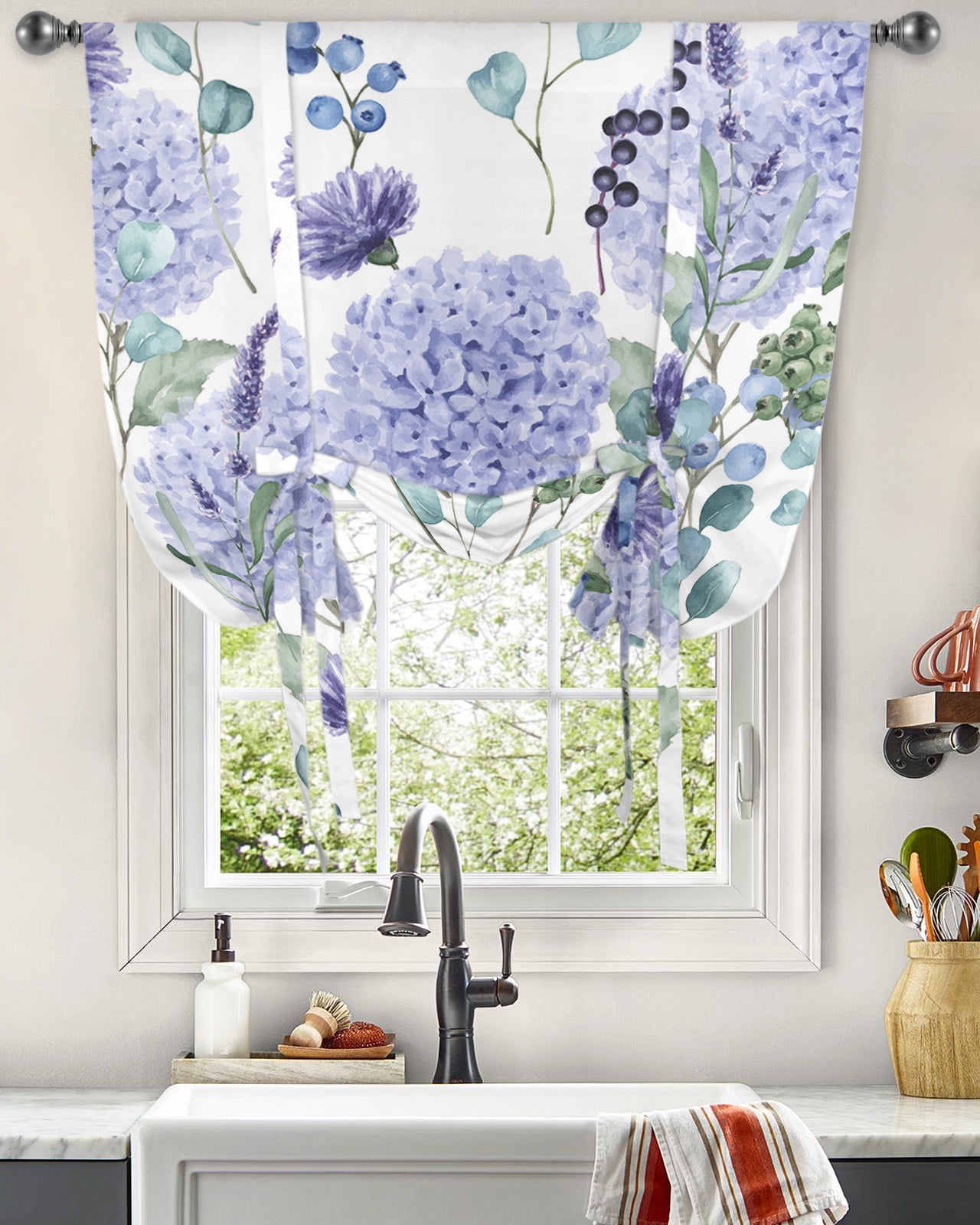 Spring Watercolor Flowers Hydrangea Curtains for Living Room Bedroom ...