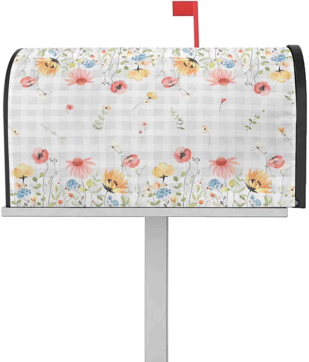 Spring Watercolor Flowers Leaves Mailbox Cover Country Farmhouse Style ...