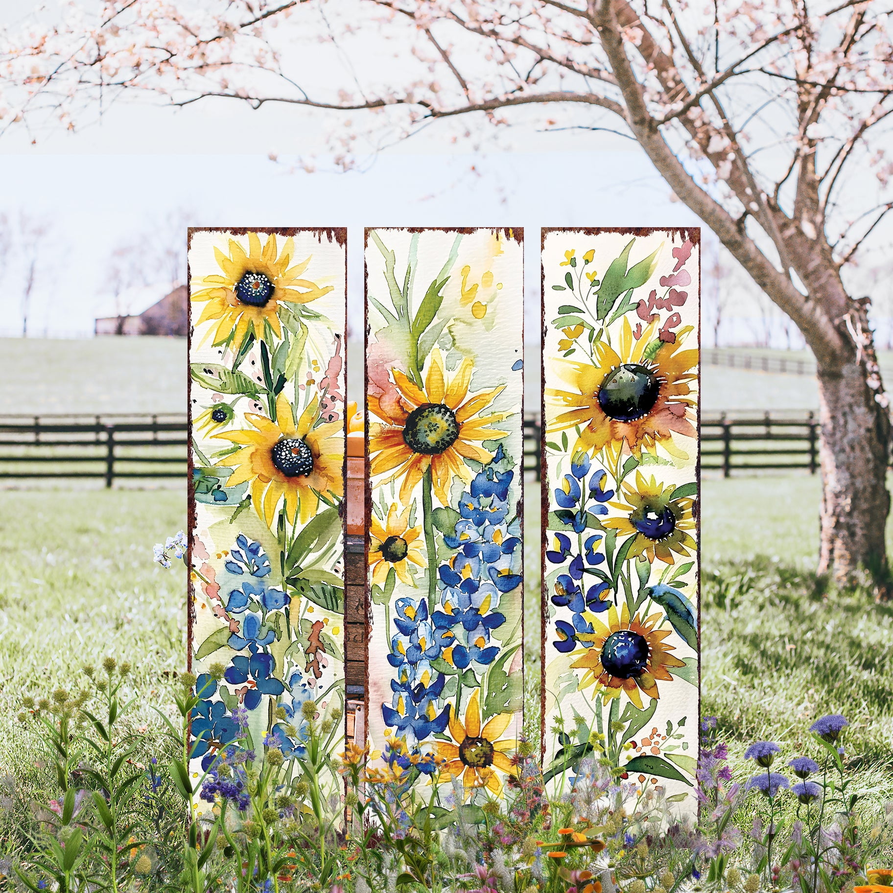 Spring Watercolor Wildflower Wooden Porch Sign | Front Door Wall Decor ...