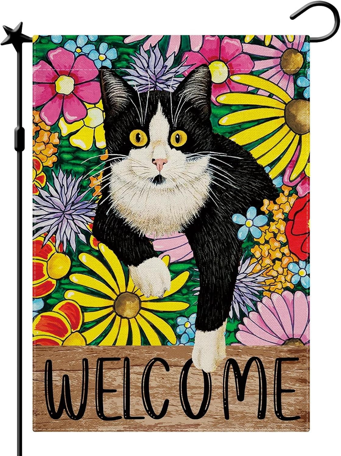 Spring Welcome Cat Floral Garden Flag, Spring Summer Cat Flags, Spring ...