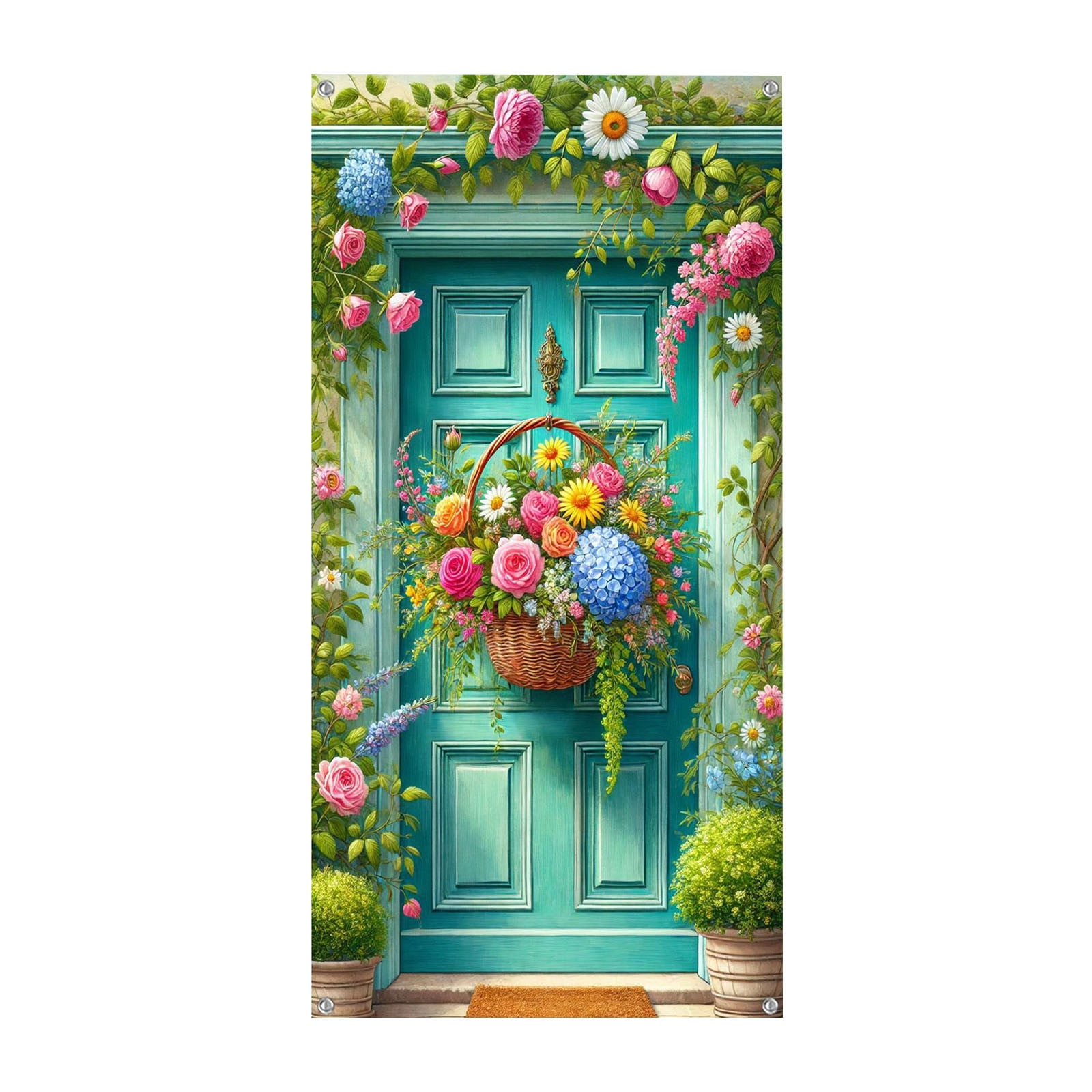 Spring Welcome Door Cover for Spring Floral Party Decorations Colorful ...