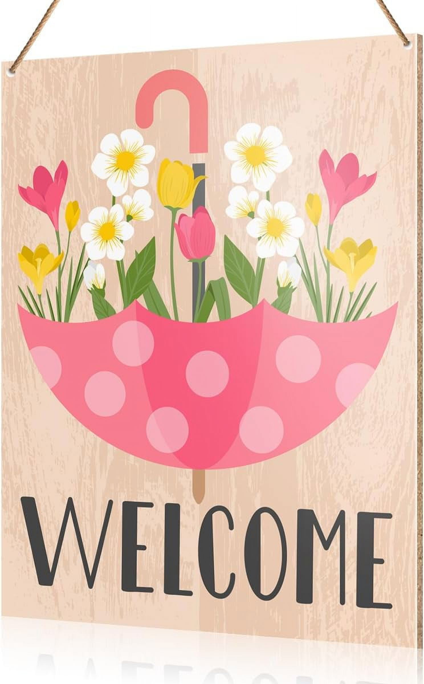 Spring Welcome Door Sign, Spring Sign Decor Home Office Decorations ...