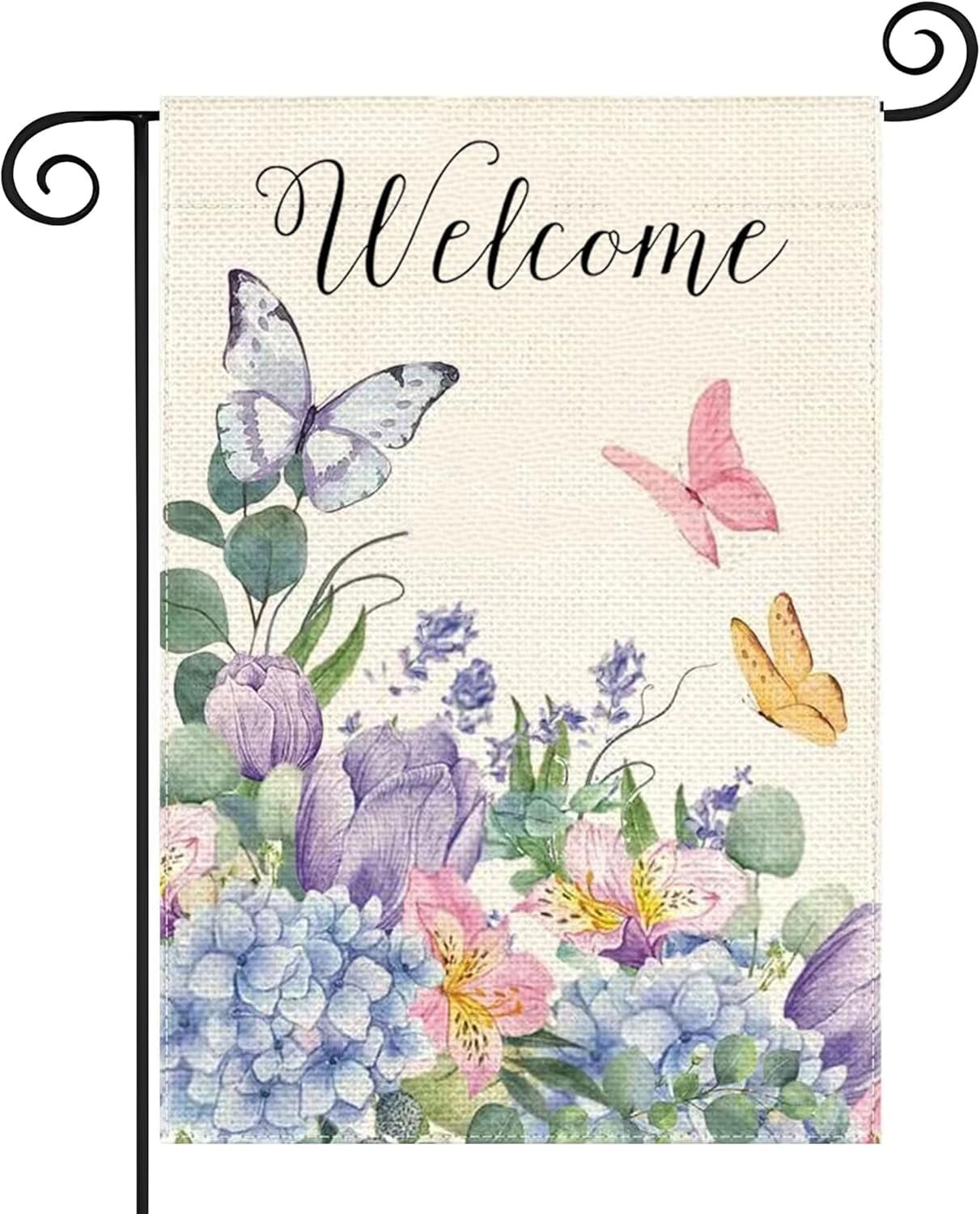Spring Welcome Garden Flag 12x18 Double Sided Burlap, Seasonal ...