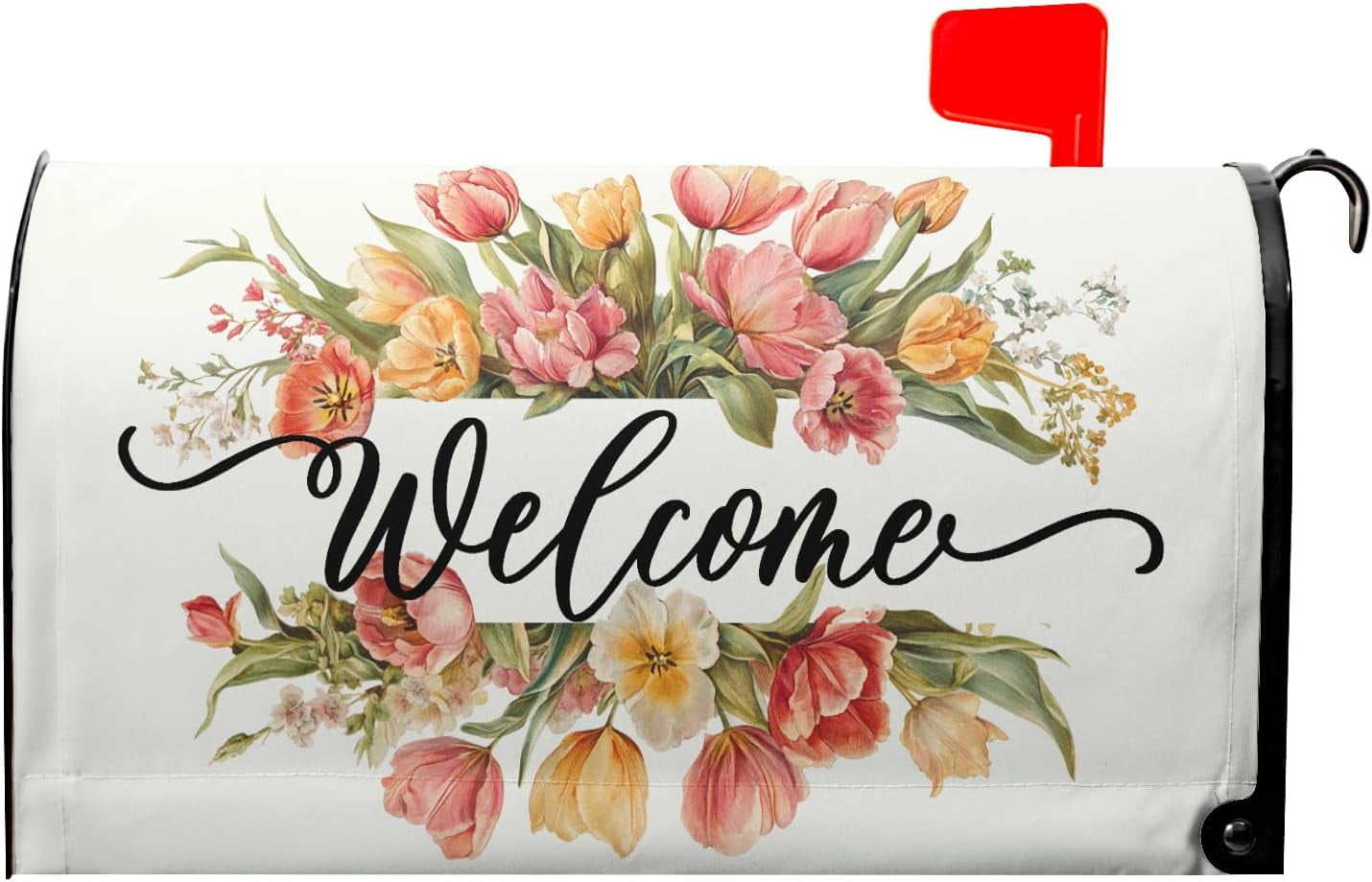 Spring Welcome Mailbox Cover - Farmhouse Tulips Flowers Magnetic ...