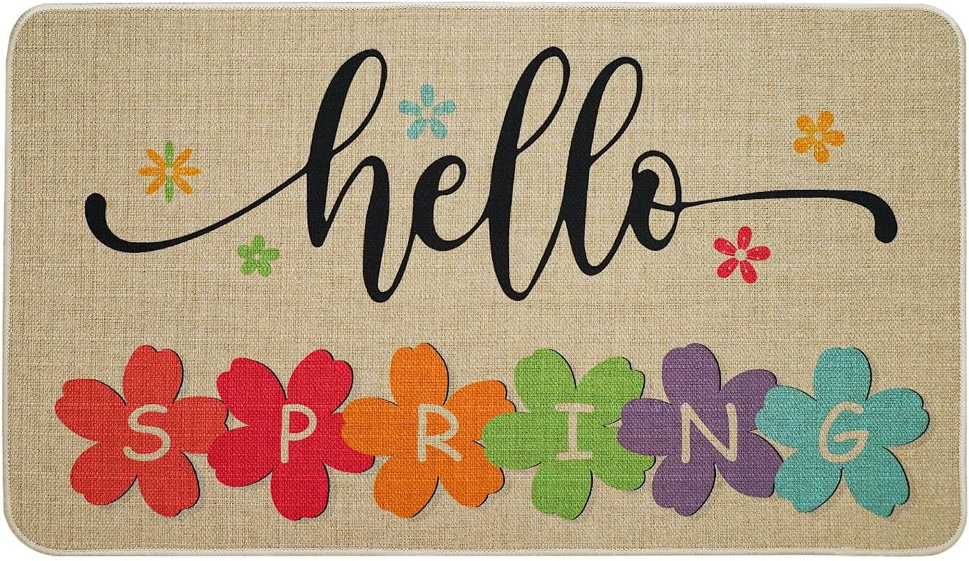 Spring Welcome Mat Spring Door Mat Spring Flower Doormat - Hello Spring ...