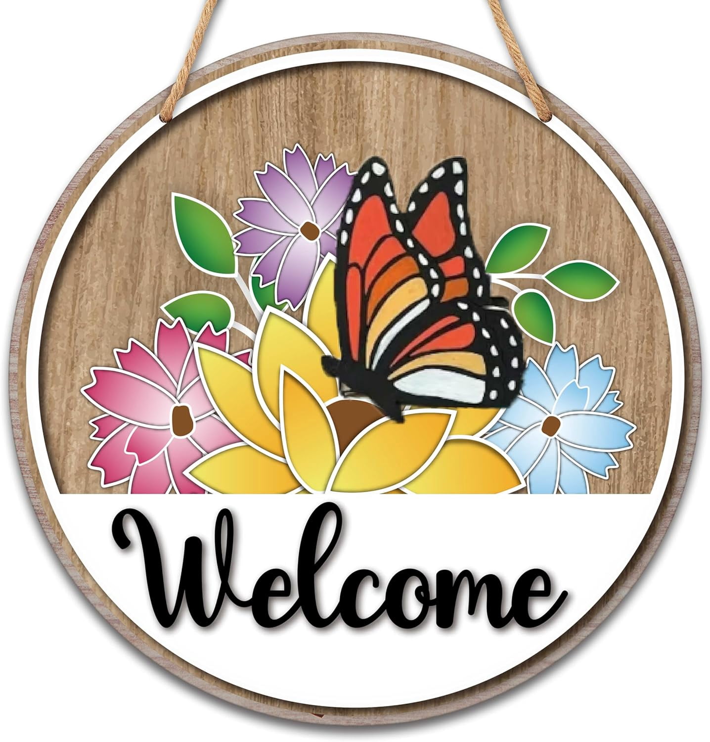 Spring Welcome Sign for Front Door Decor - 10" Butterful Wall Hanging ...