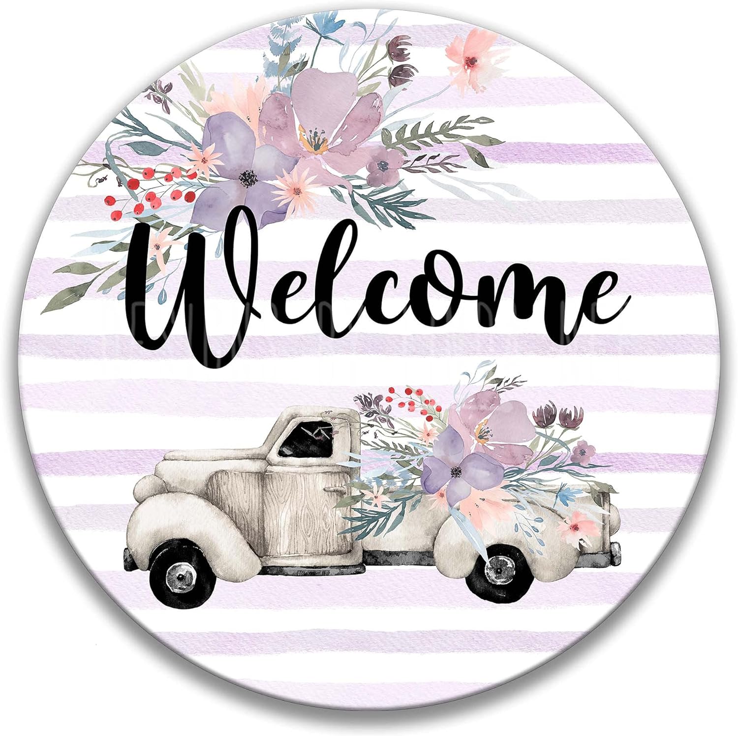 Spring Welcome Sign Purple Truck Wreath Sign Spring Wreath Signs ...