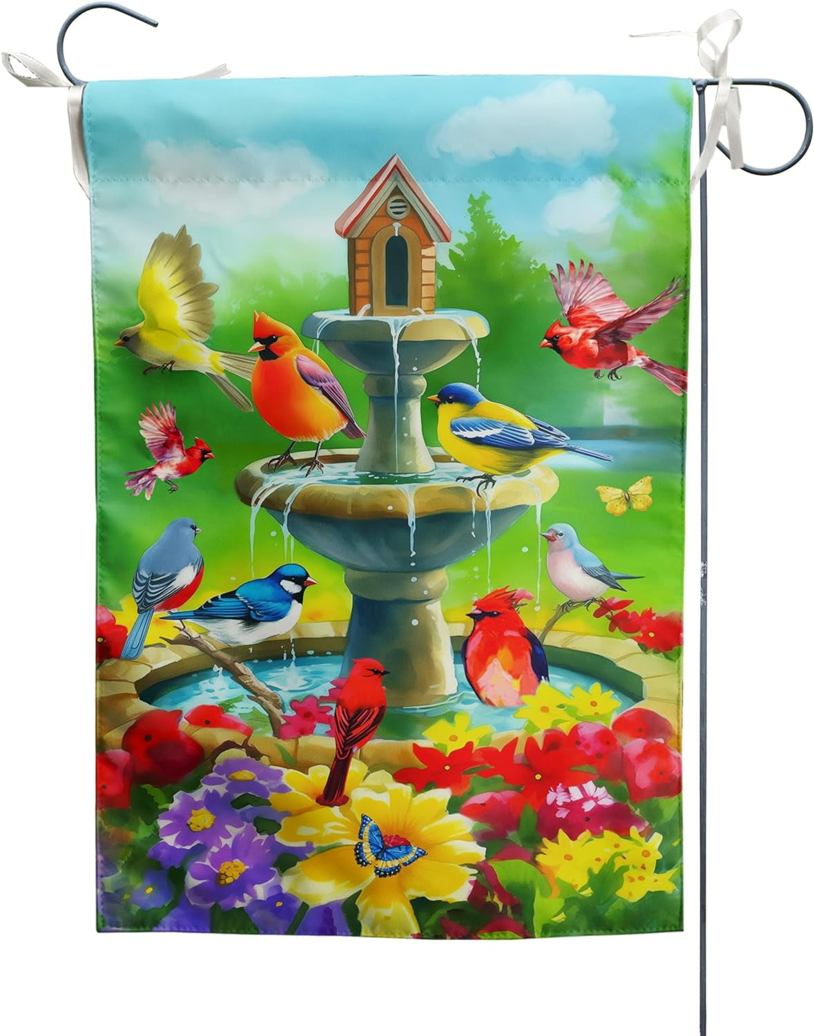 Spring Welcome Tulip Garden Flags Butterfly Yellow Tulip House Flag ...