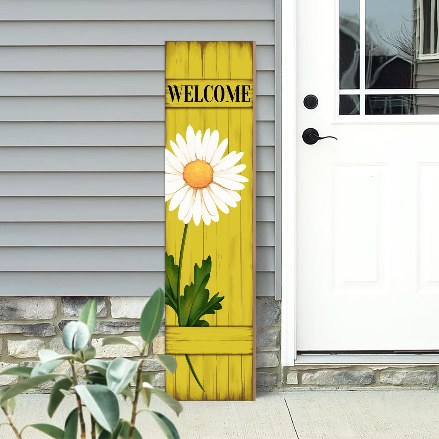 Spring Welcome Wooden Sign, Rustic Daisy Porch Sign for Front Door ...