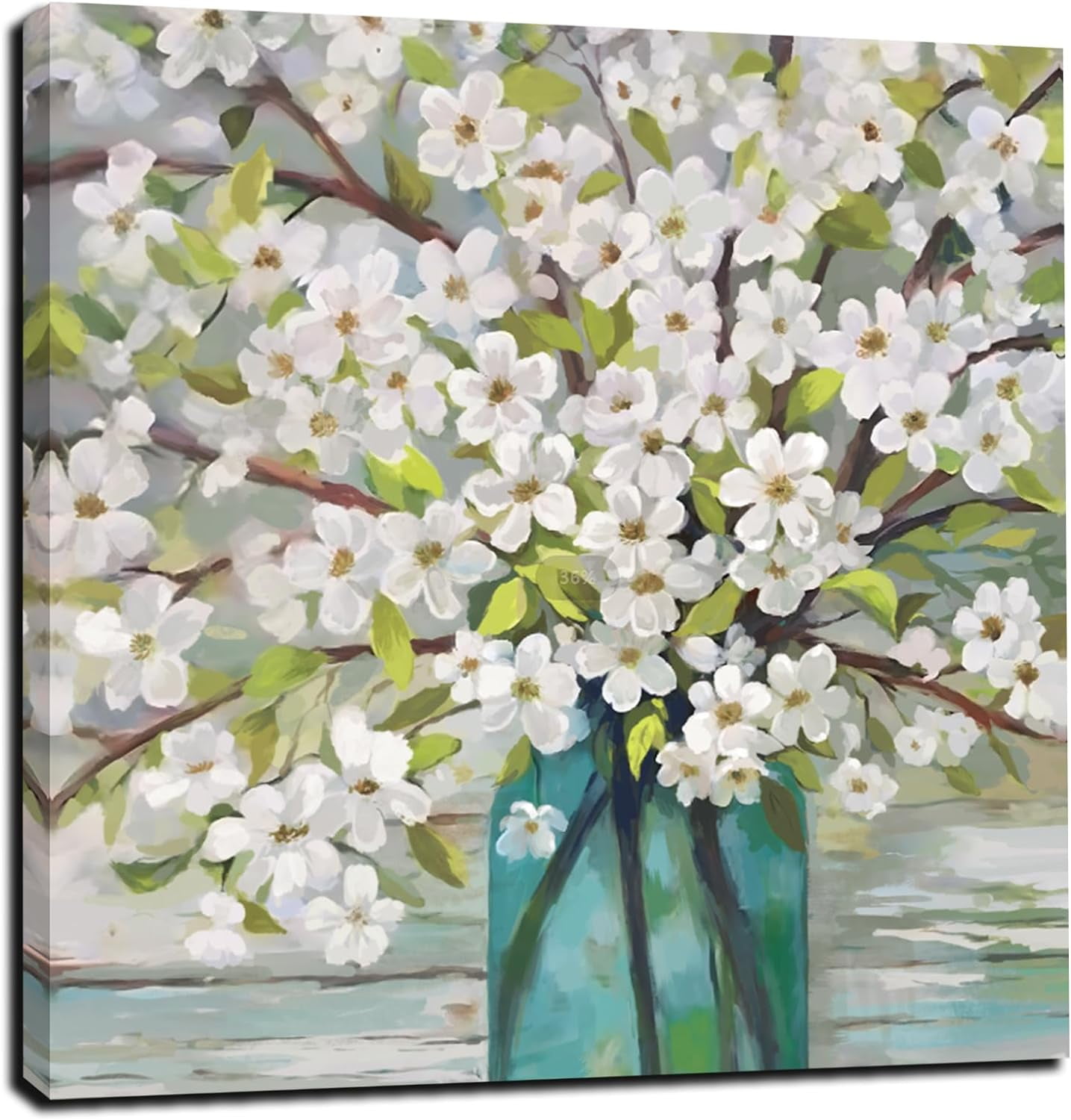 Spring White Flowers Wall Art Rustic Wall Decor Canvas Picture Print ...