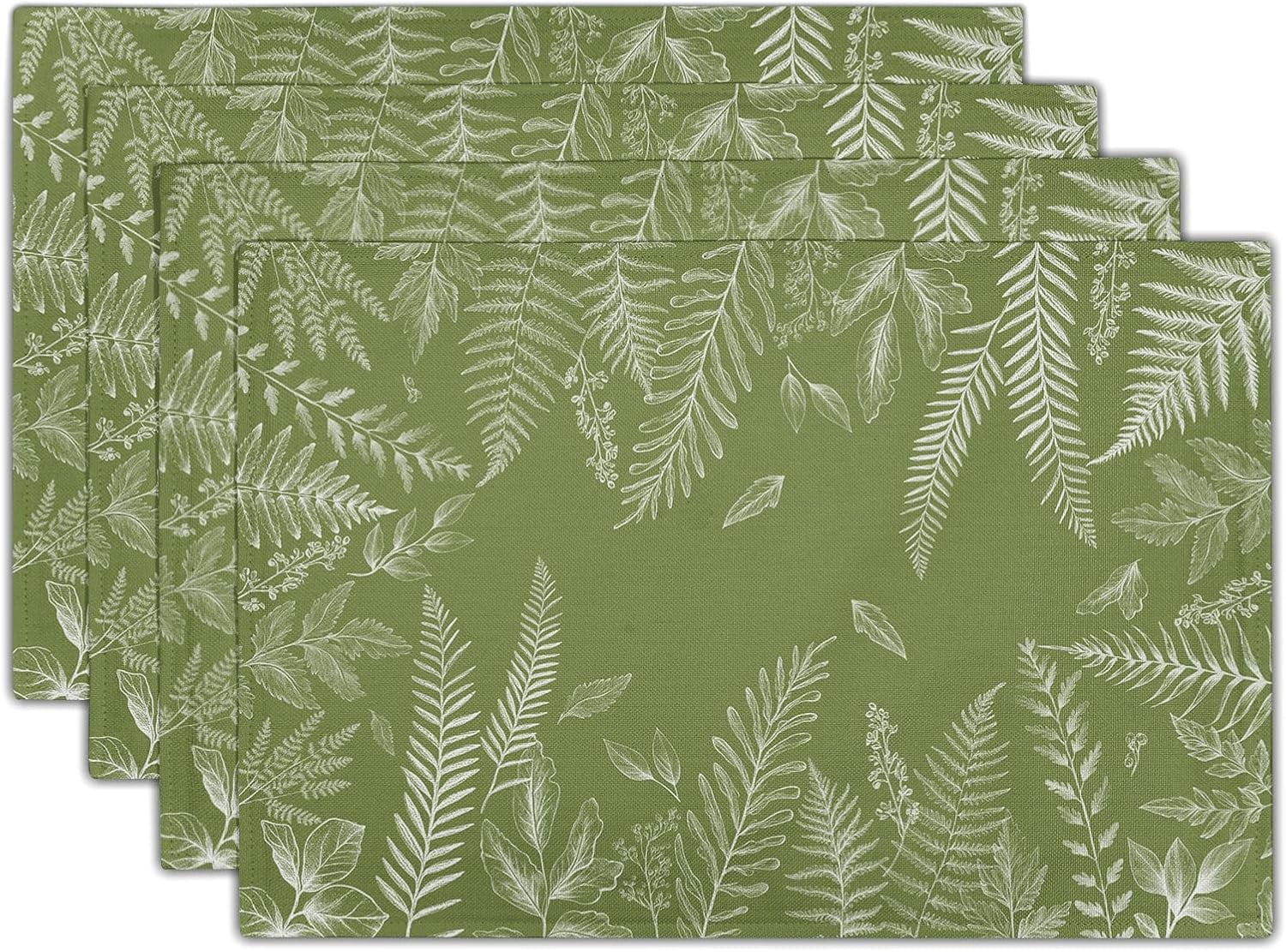 Spring Wild Fern Leaf Plants Placemats Set of 4, 12 x 18 Inch Green ...