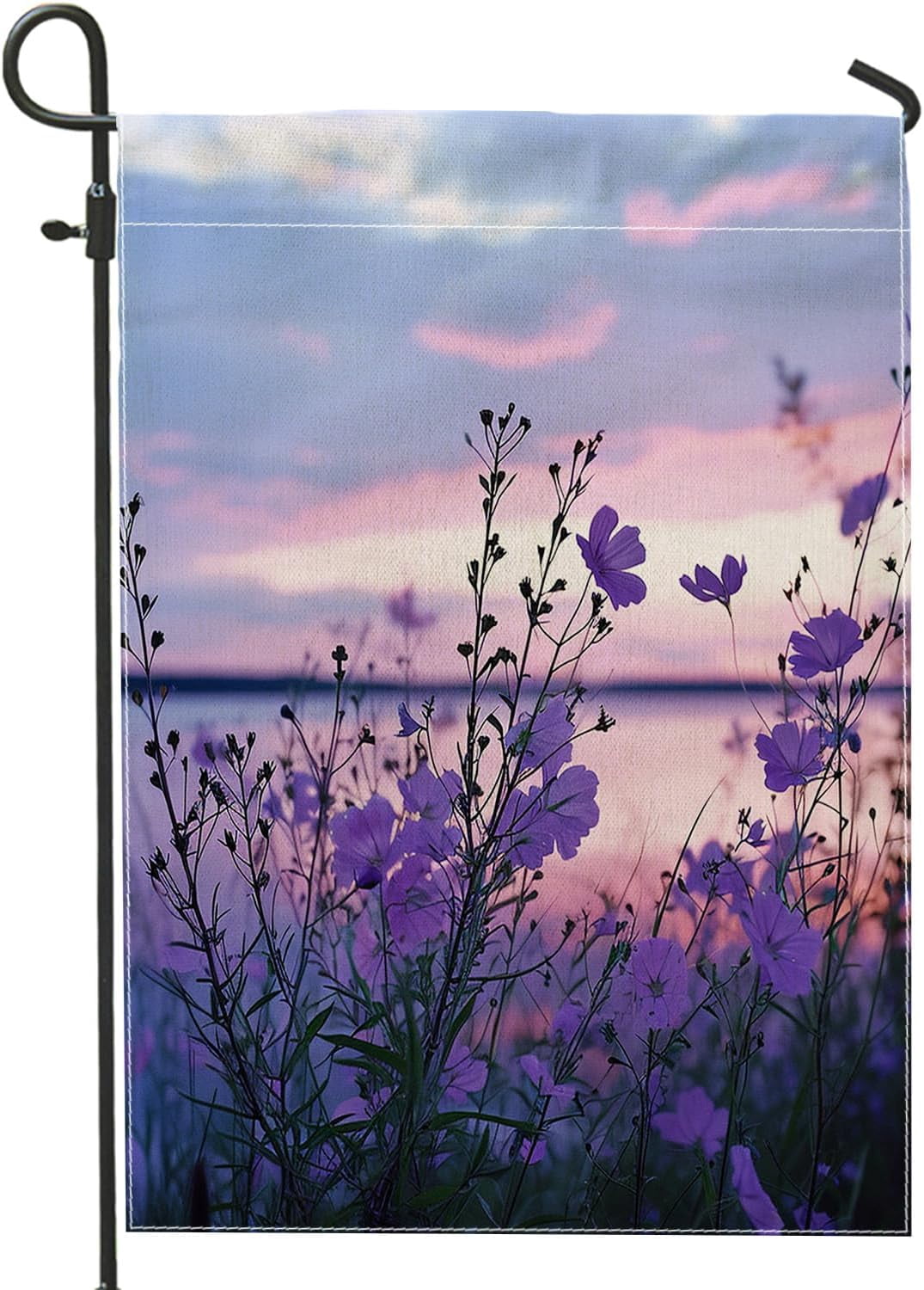 Spring Wild Flower Garden Flag Lake Sunset Nature Landscape Realistic ...