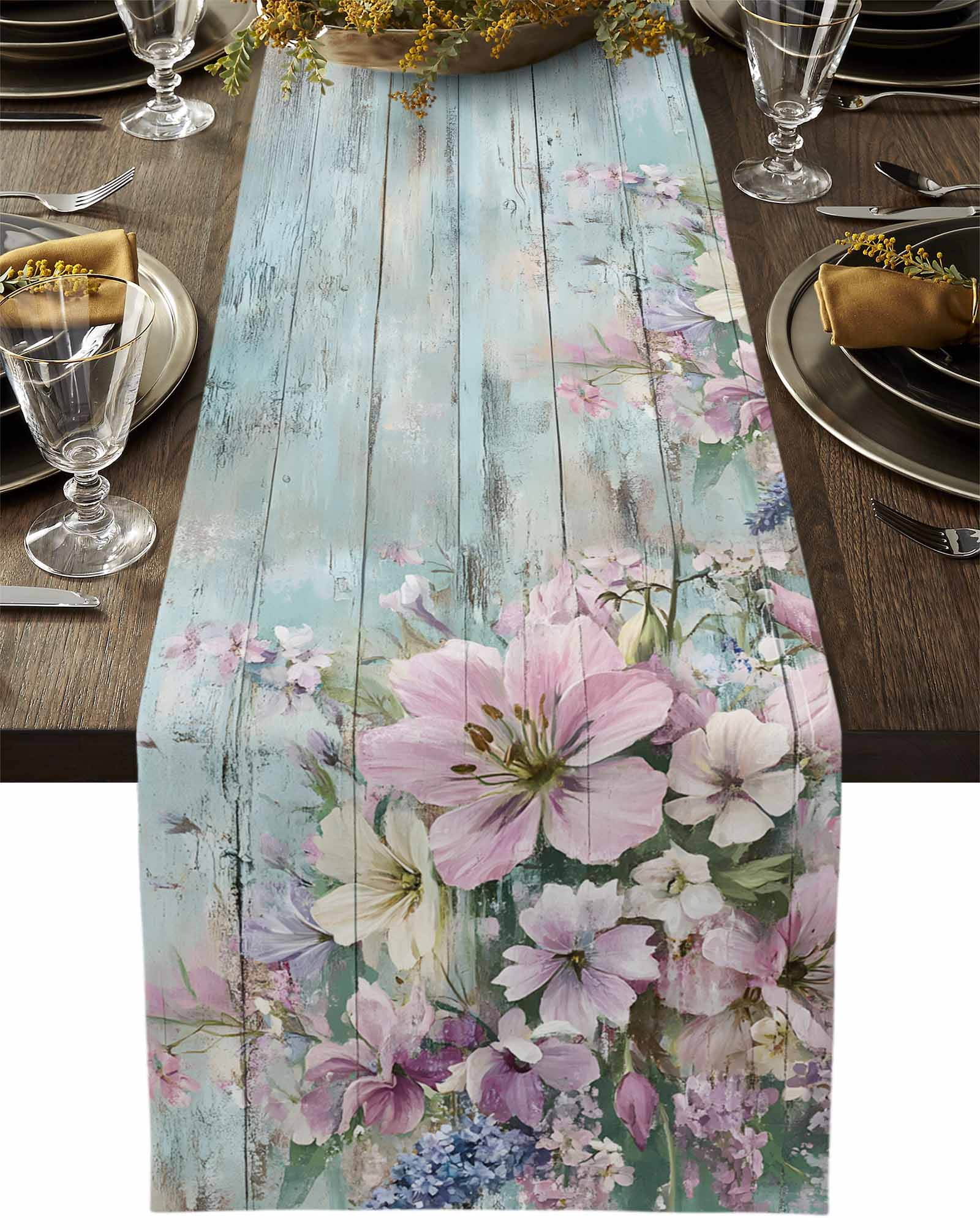 Spring Wild Flower Watercolor Floral Table Runners 13x36 Inches Long ...