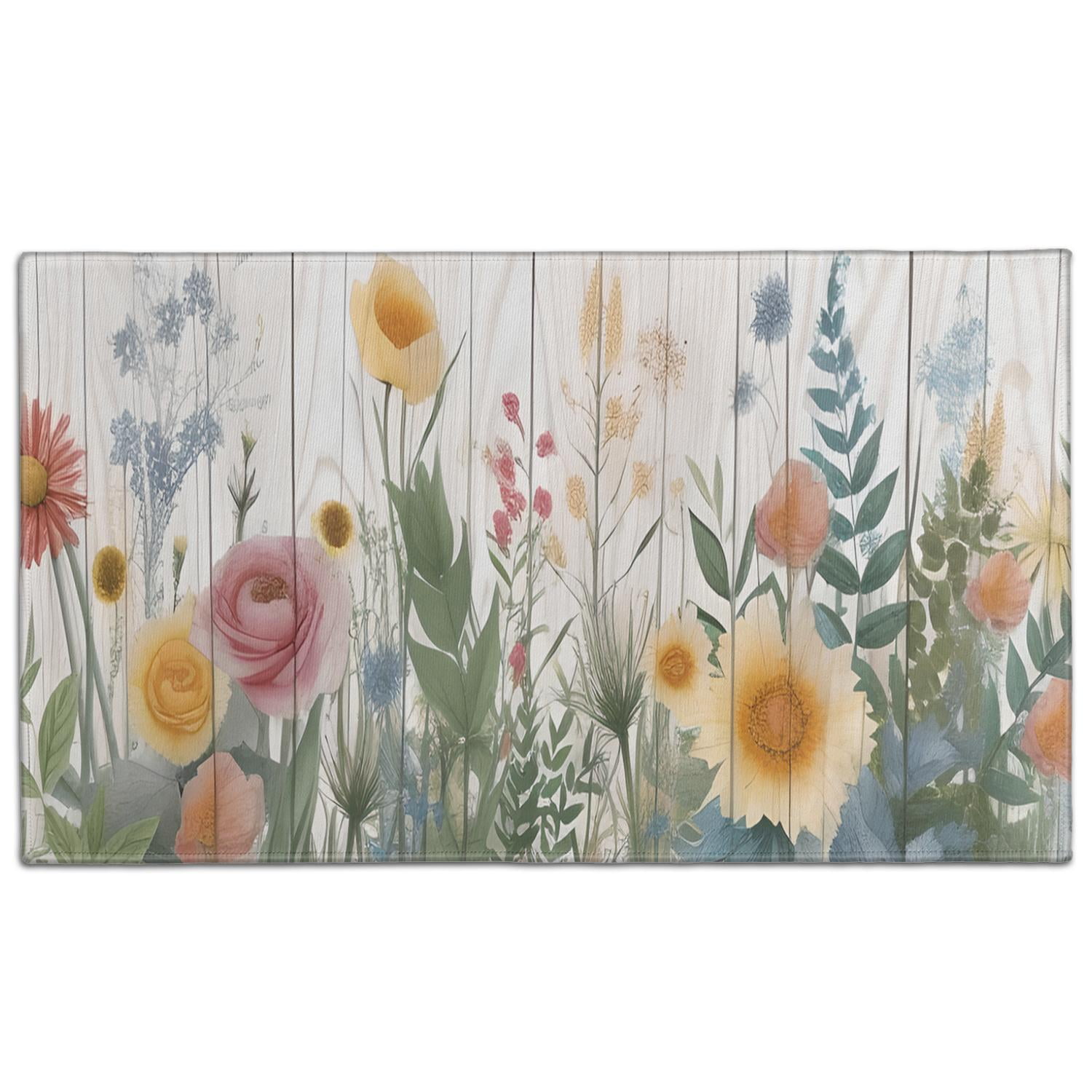 Spring Wild Flowers Vintage Floral Door Matss for Entry Vintage Rustic ...