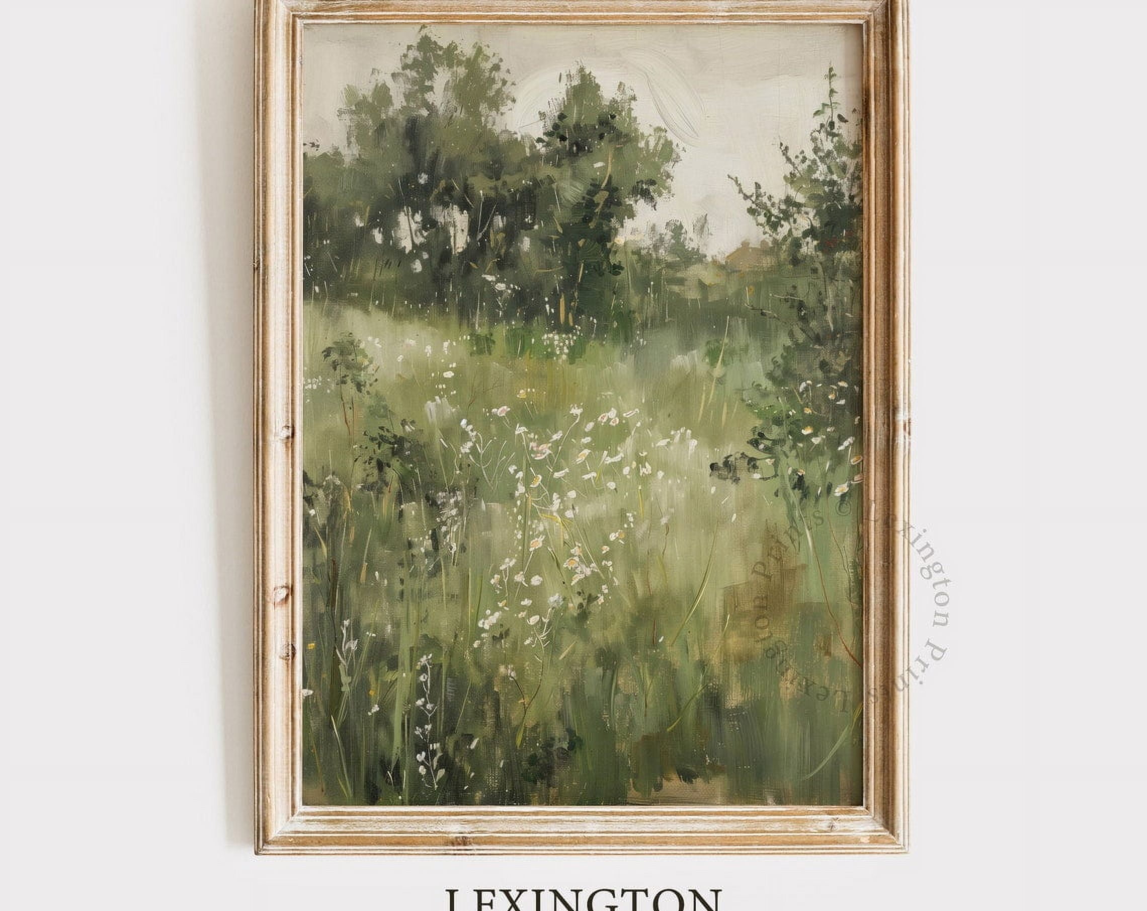 Spring Wildflower Field Landscape Painting, Green Spring Print ...