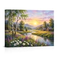 Spring Wildflower River Cabin Sunset Rustic Country Landscape For Home ...
