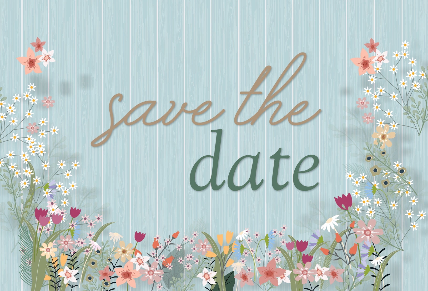 Spring Wildflower Save the Date Postcard - 40 Postcards 4 x6inches ...