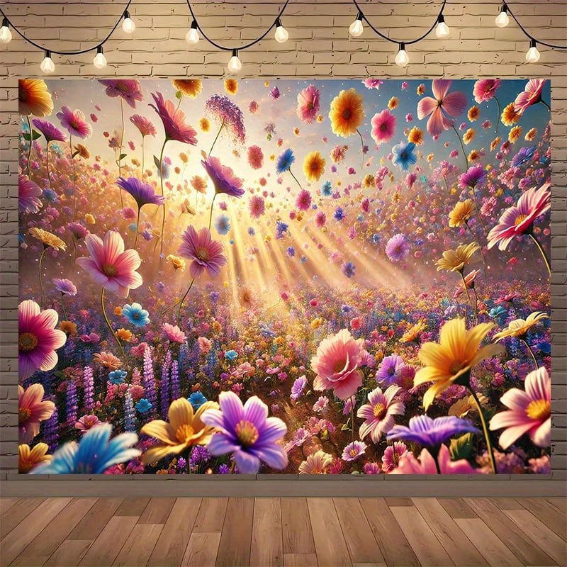 Spring Wildflowers Backdrop Sunset Blooming Flower Nature Scenery ...