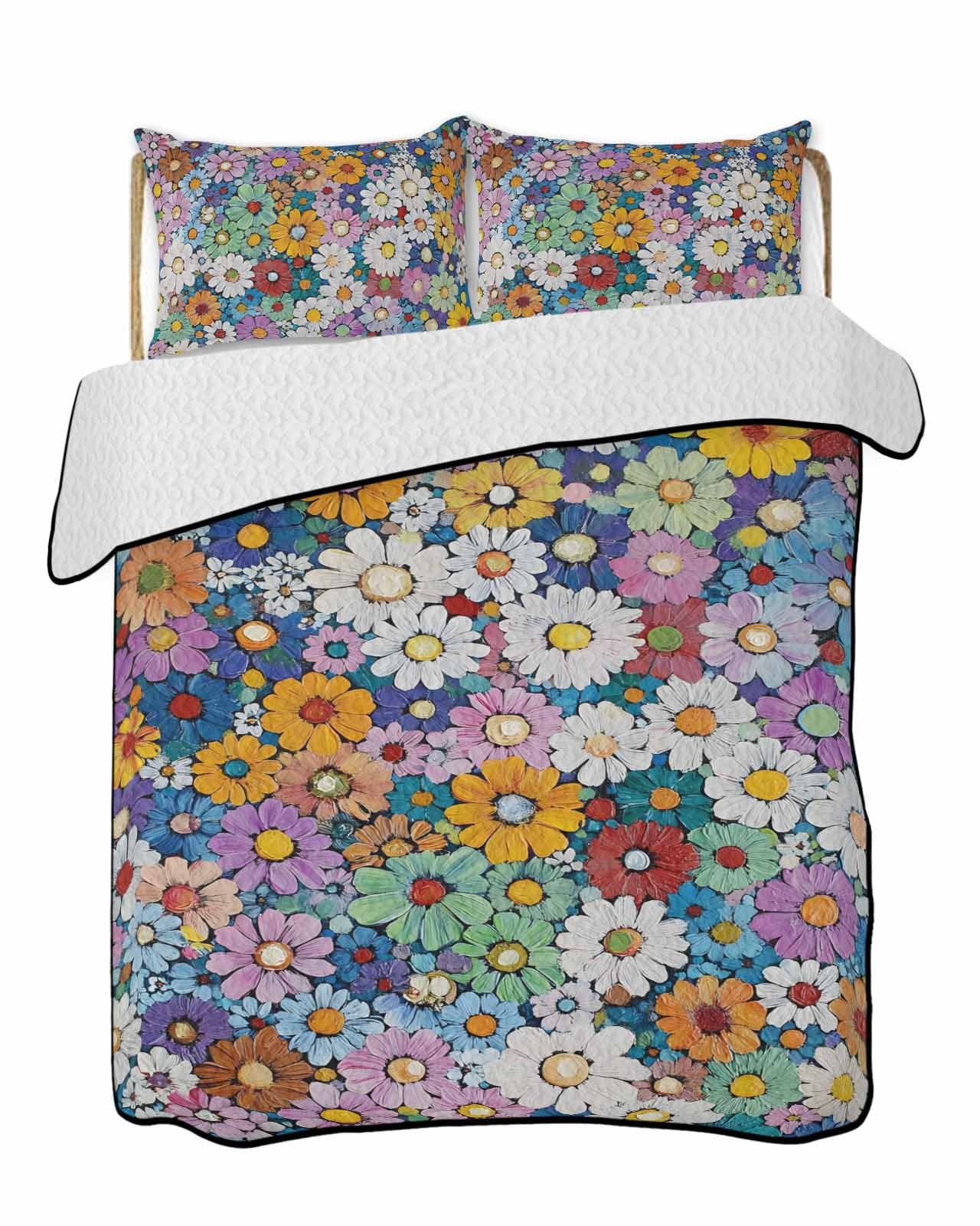 Spring Wildflowers Quilts Bedding Set California King Bright Oil ...
