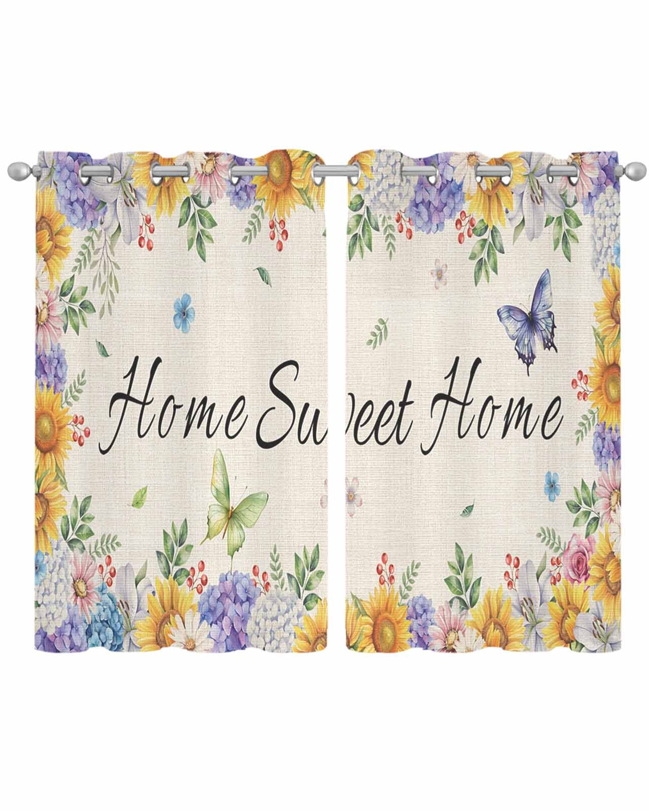 Spring Wildflowers Sheer Curtains 45 Inch Length 2 Panels Set for ...