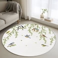 Spring Willow Birds 4FT Round Area Rugs Rustic Green Vines Twigs Leaves ...