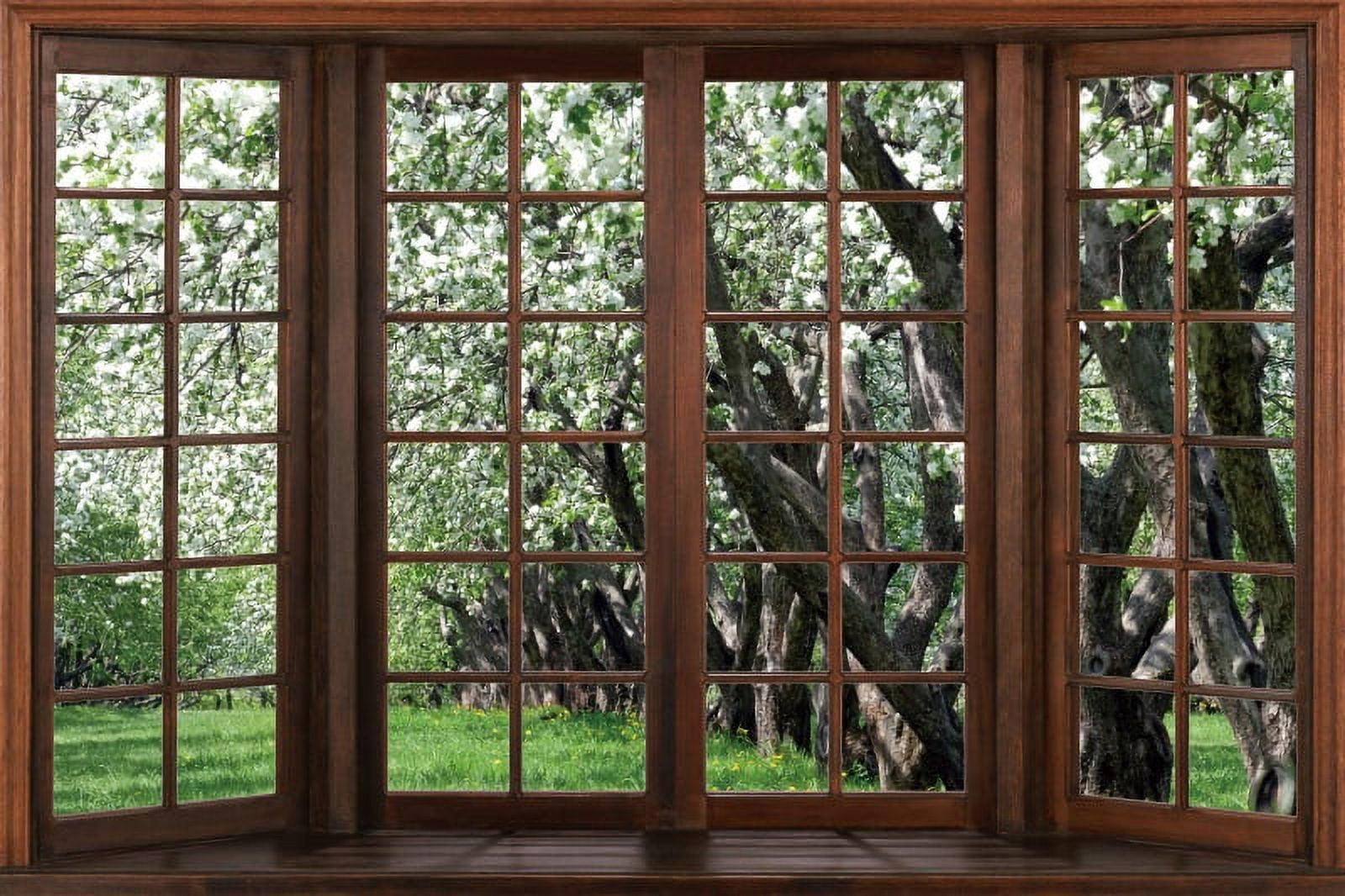 Spring Window Backdrop Garden Sunshine Greenery Floral Forest Scenery ...