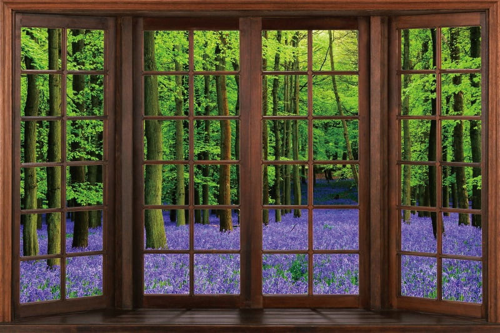 Spring Window Backdrop Garden Sunshine Greenery Floral Forest Scenery ...