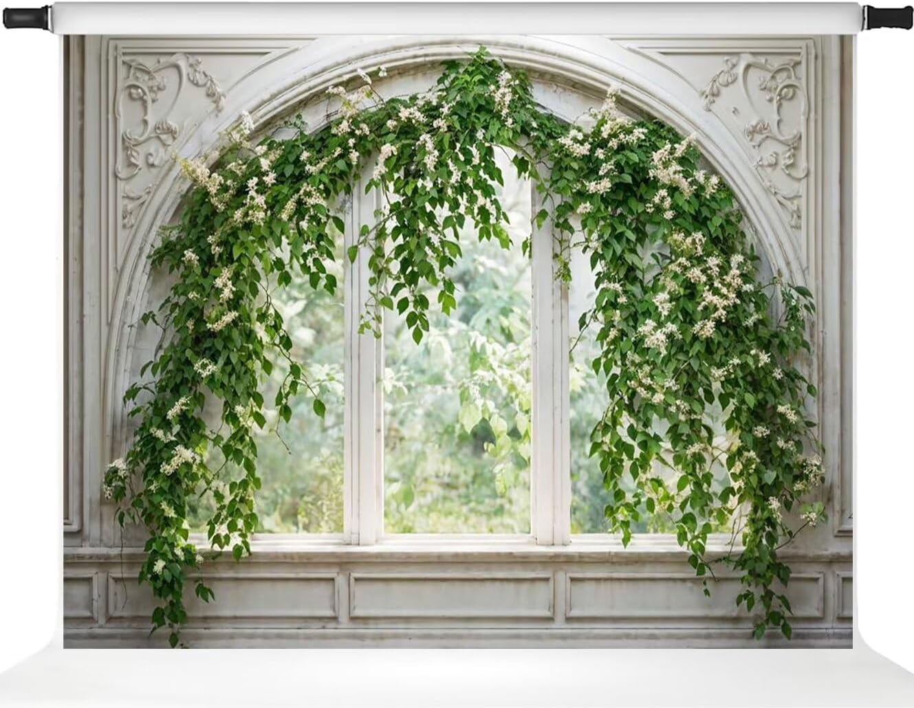 Spring Window Backdrop Green Plant Background Vintage Arched Photo ...
