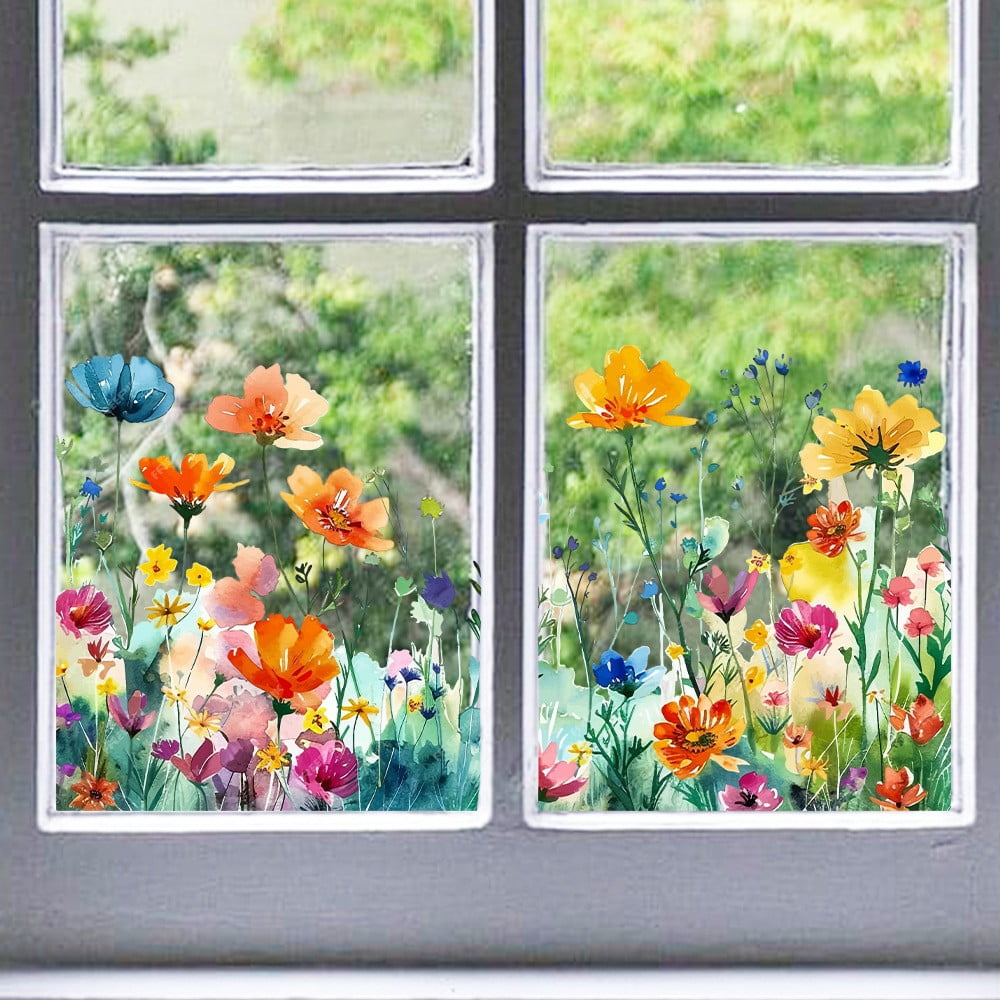 Spring Window Clings Spring Decorations Flower Window Clings Reusable ...