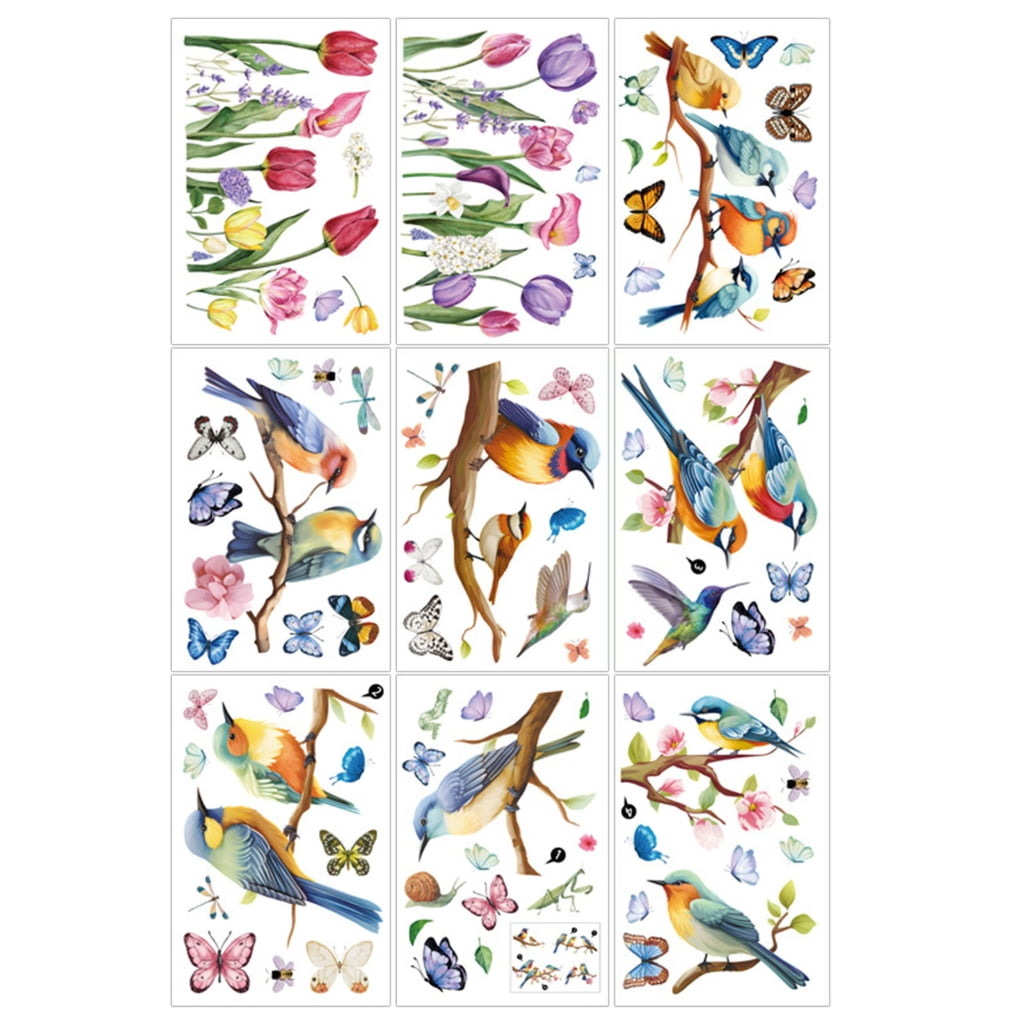 Spring Window Clings Stickers Spring Flower Bird Double Side Window ...