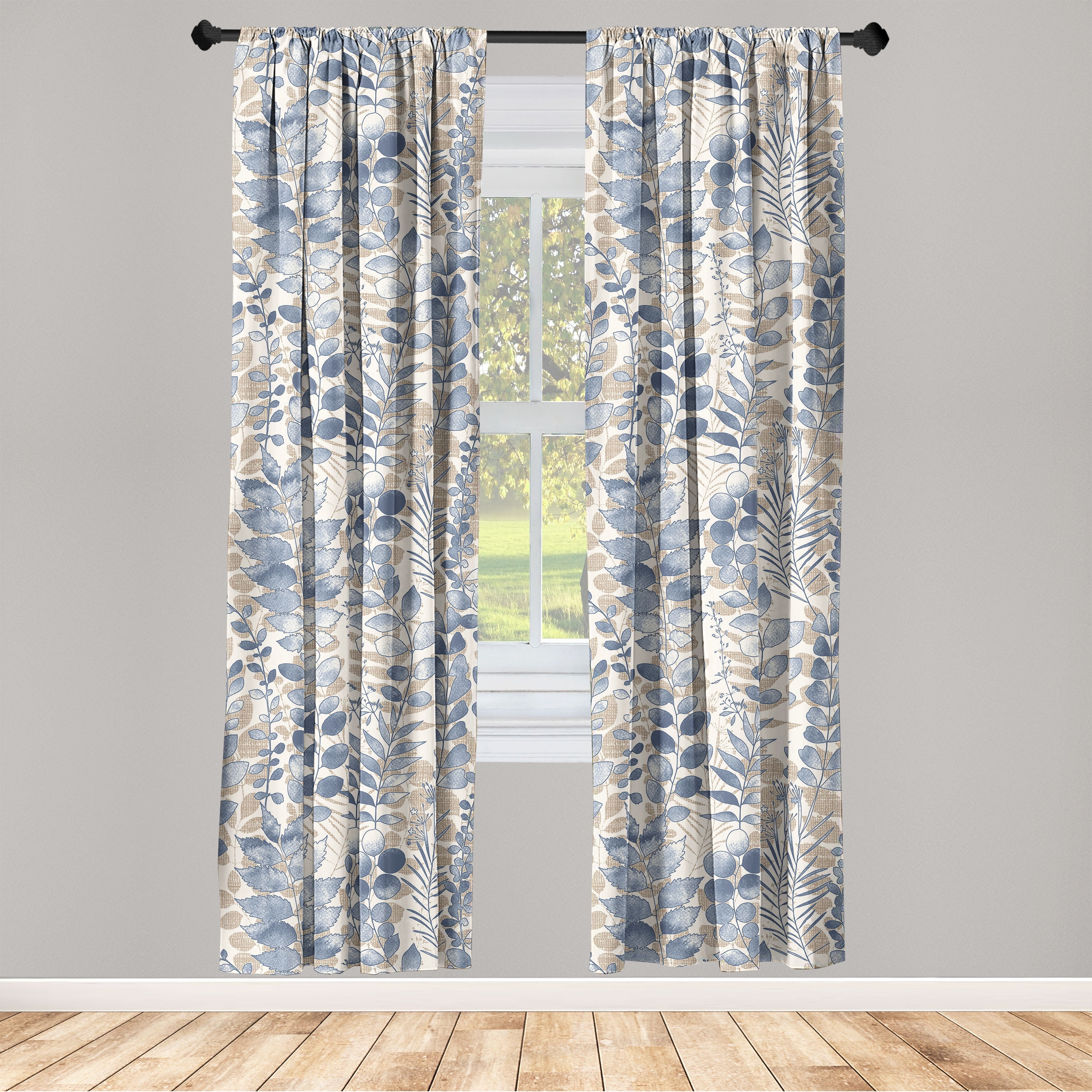Spring Window Curtains, Nature Concept Continuous Overlapped Leaves ...