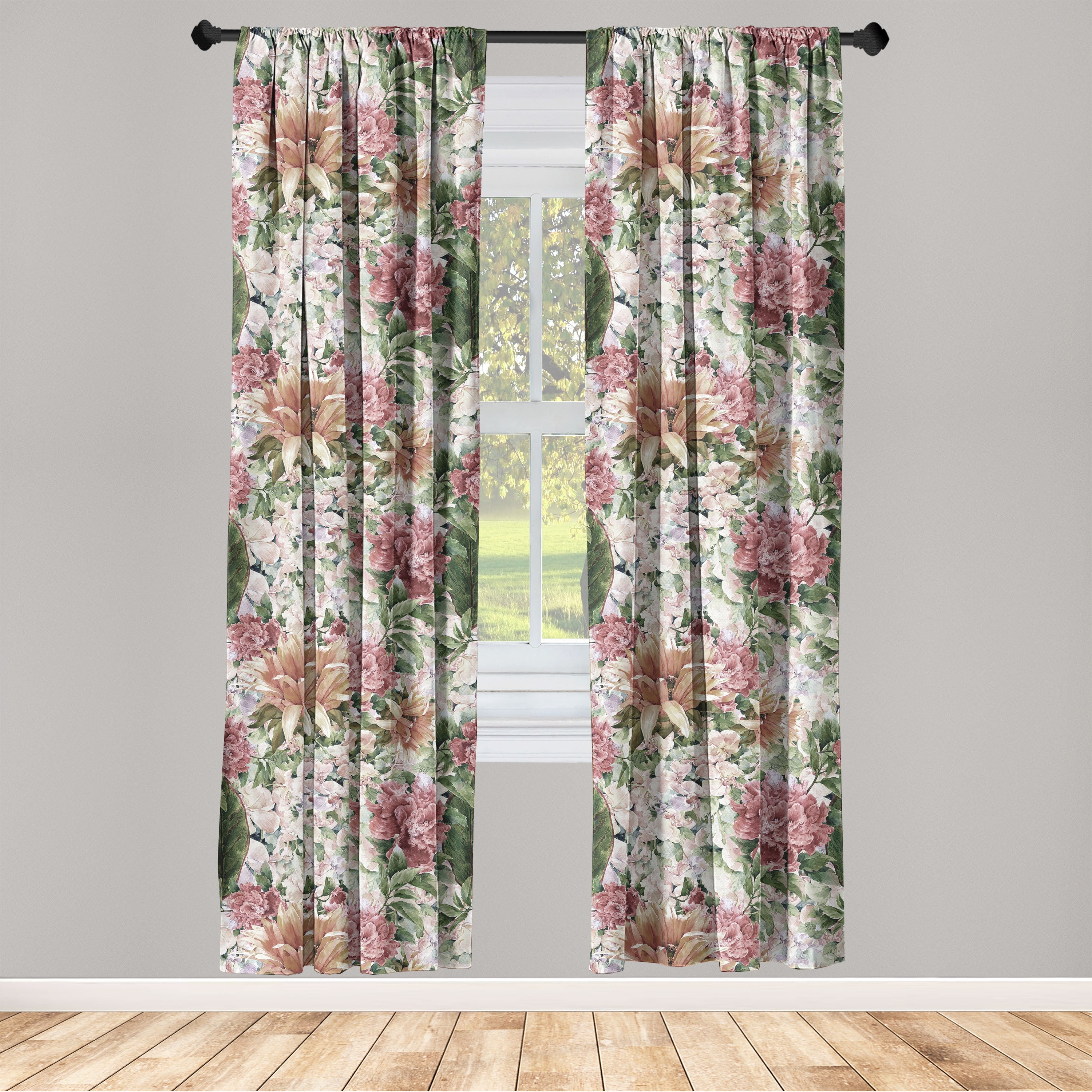 Spring Window Curtains, Watercolor Painting Design Pattern of Summer ...