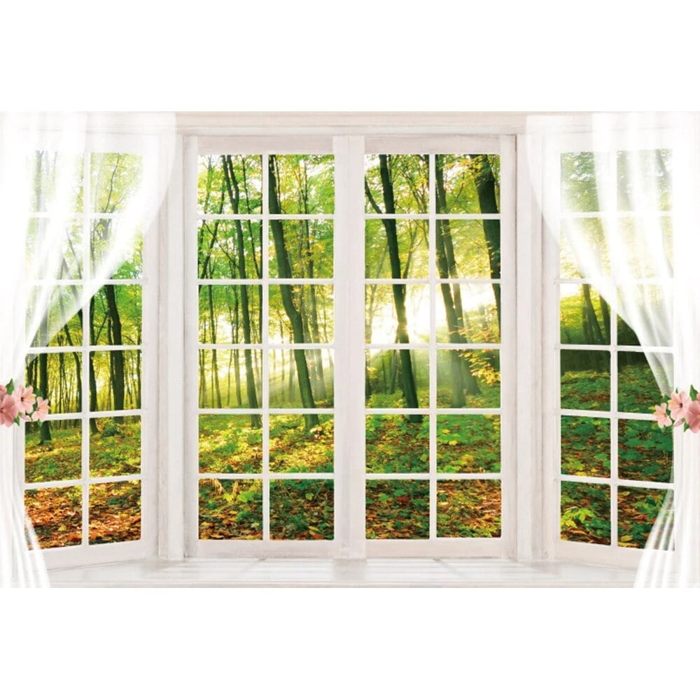 Spring Window Outside Natural Scence Photography Backdrop Flower Forest ...