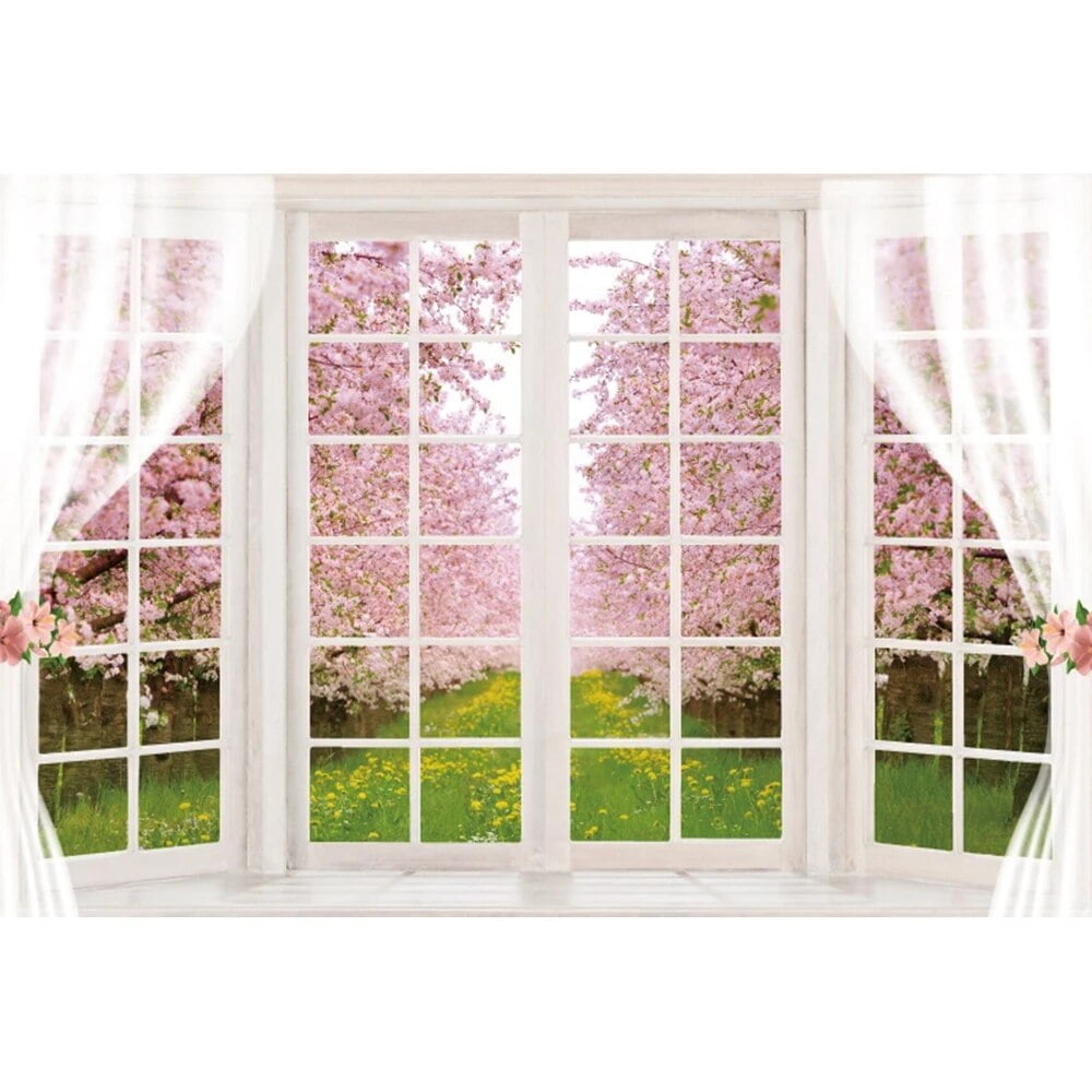 Spring Window Outside Natural Scence Photography Backdrop Flower Forest ...