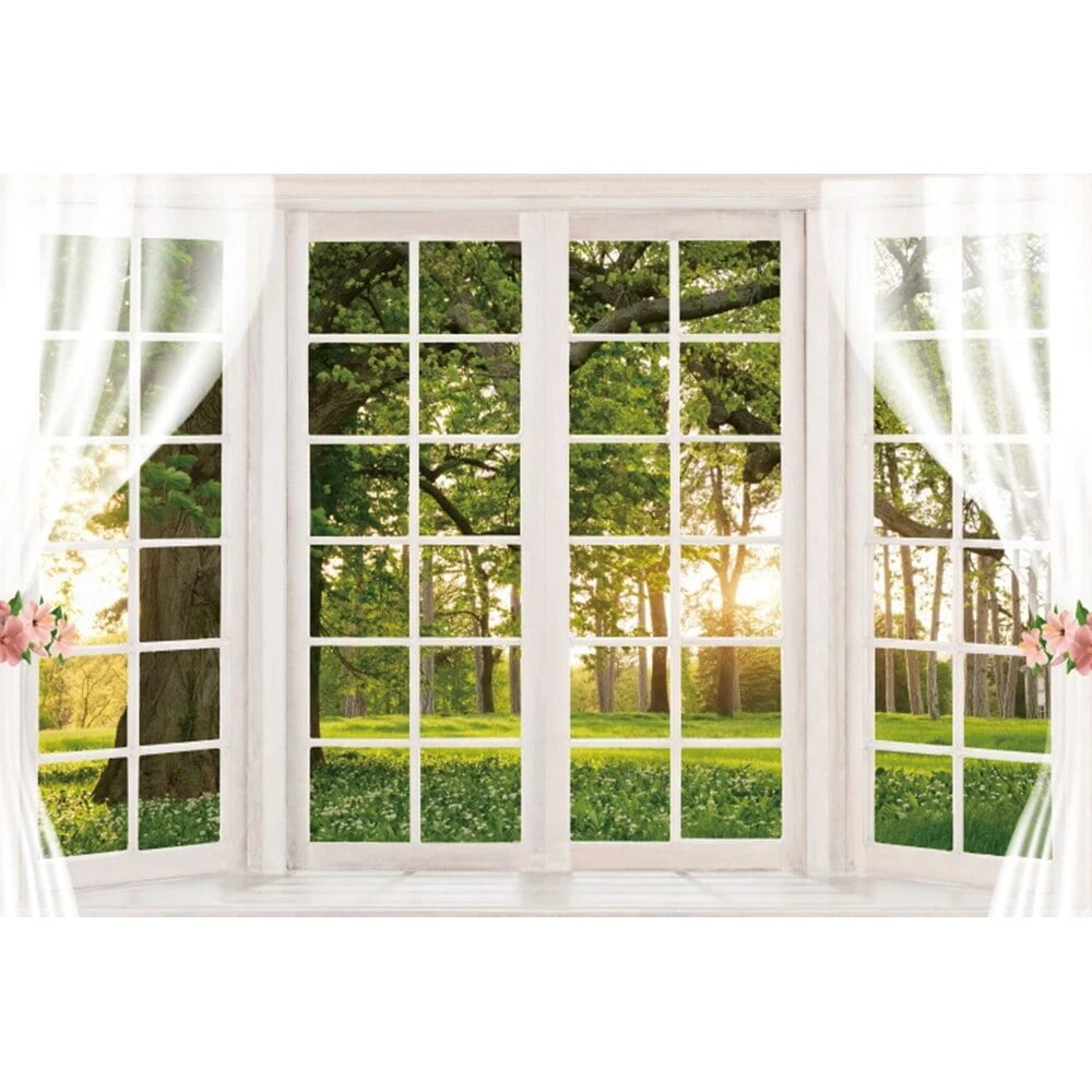 Spring Window Outside Natural Scence Photography Backdrop Flower Forest ...