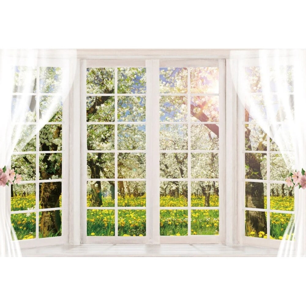Spring Window Outside Natural Scence Photography Backdrop Flower Forest ...
