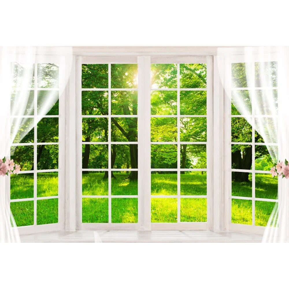Spring Window Scenery Photography Backdrop White Black Windowsill ...