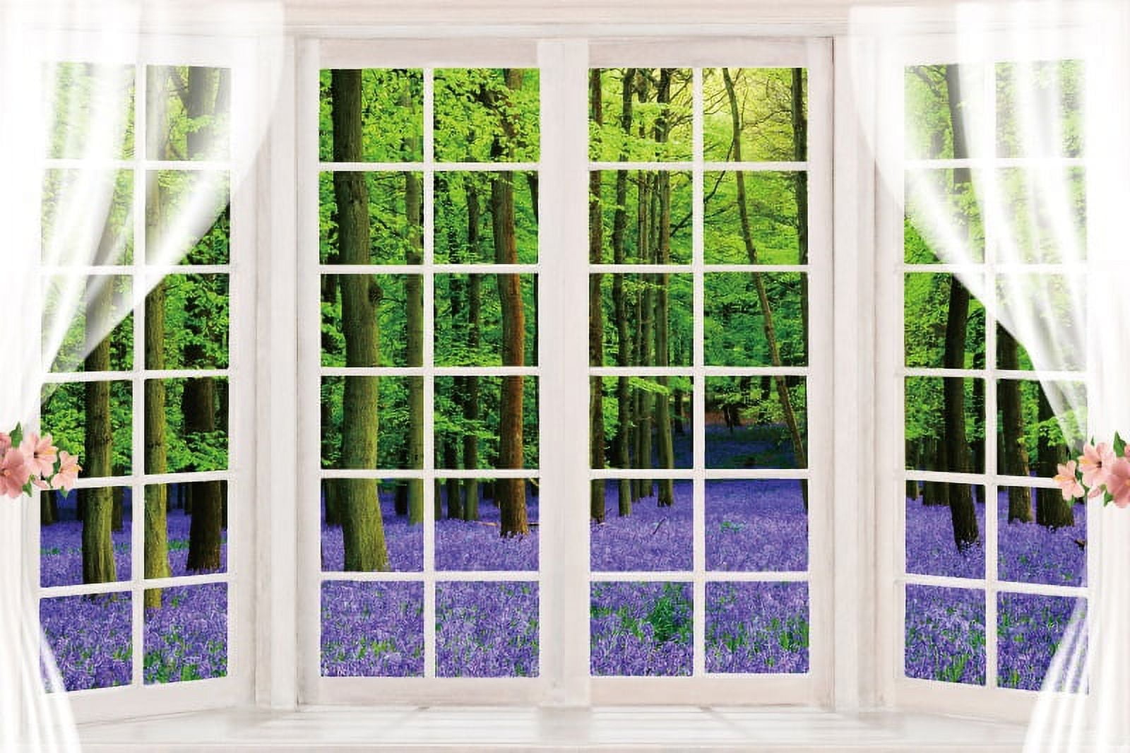 Spring Window Scenery Photography Backdrop White Windowsill Floral ...