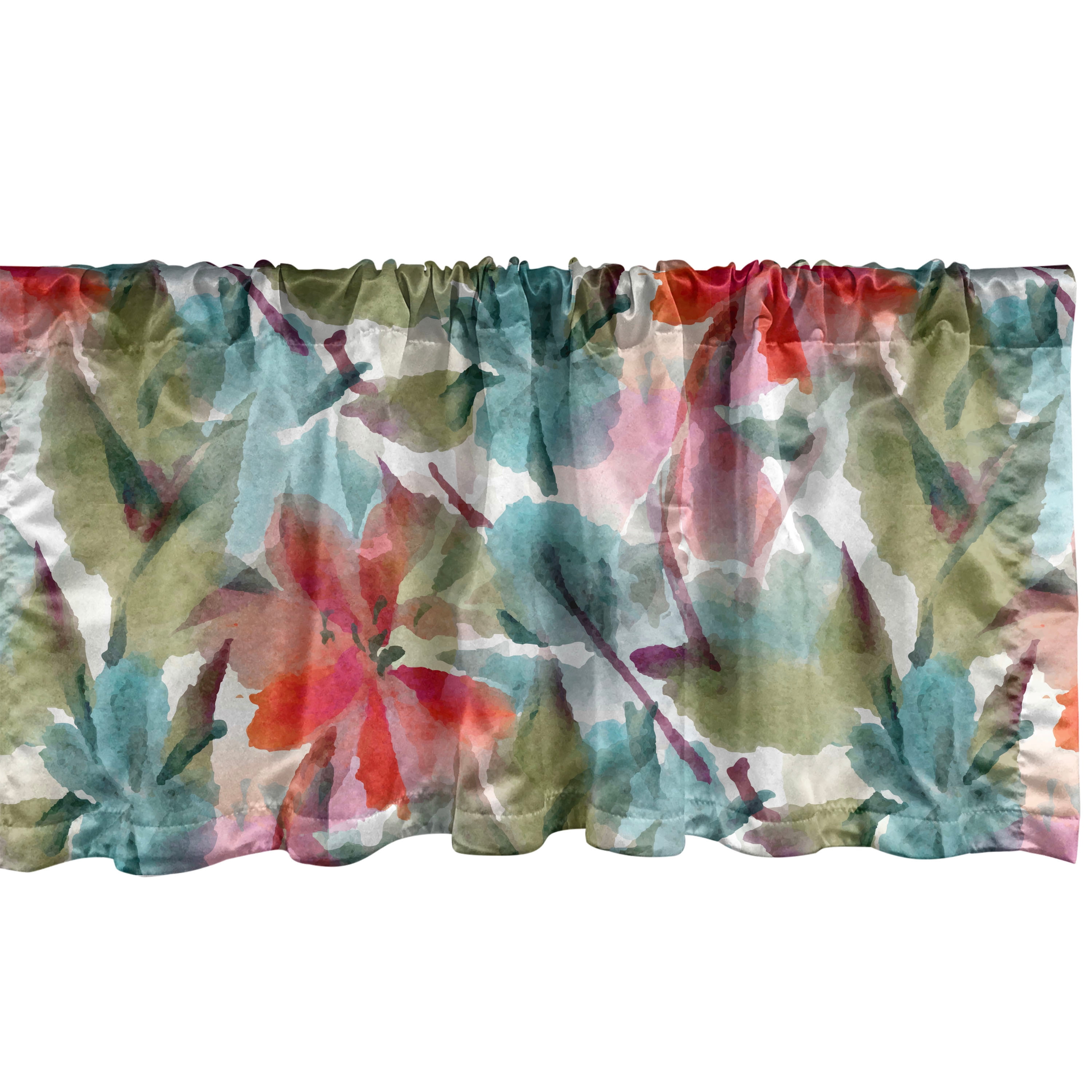 Spring Window Valance, Abstract Flowers Pattern Vintage Watercolor Stye ...