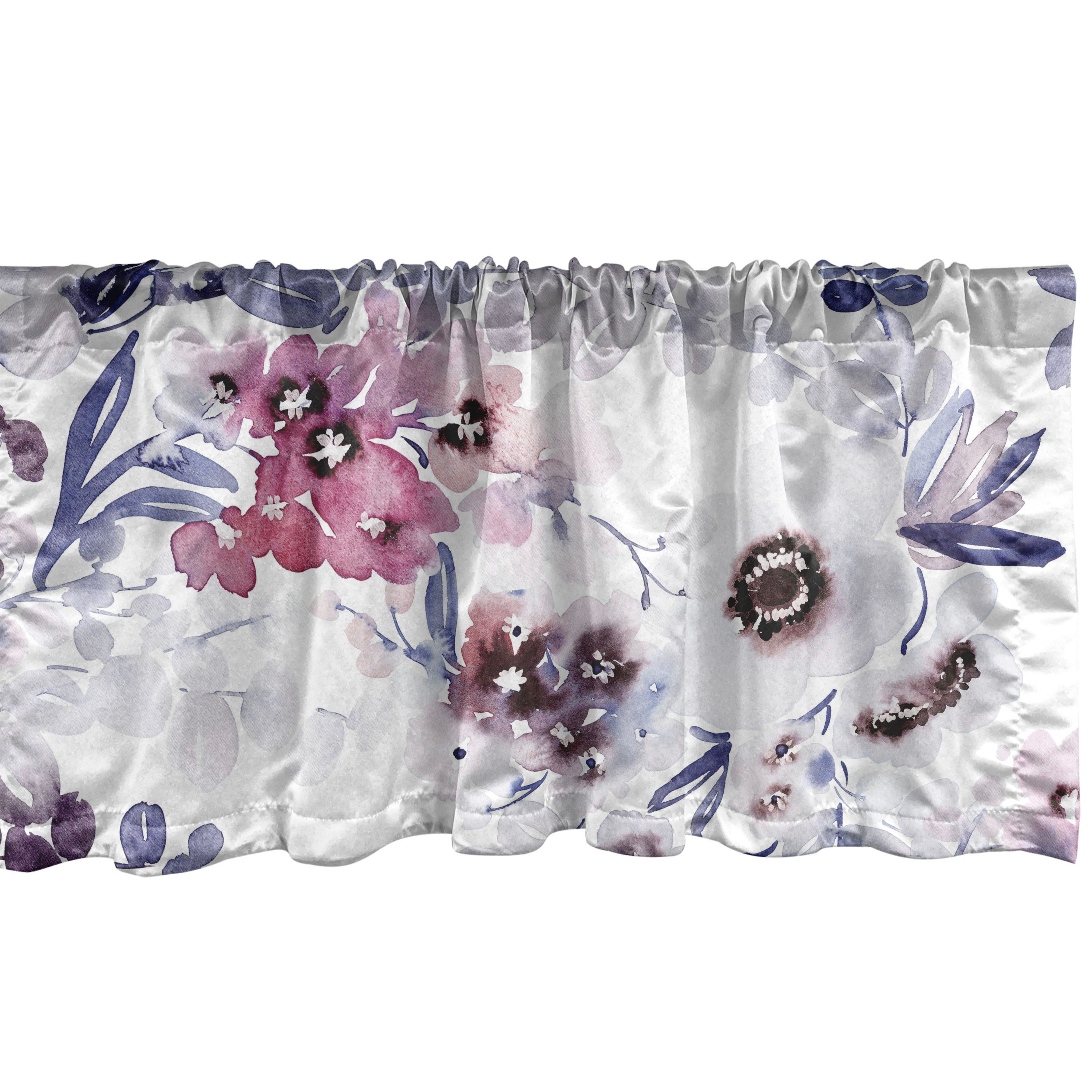 Spring Window Valance, Anemone Flowers Leaves Abstract Watercolor ...
