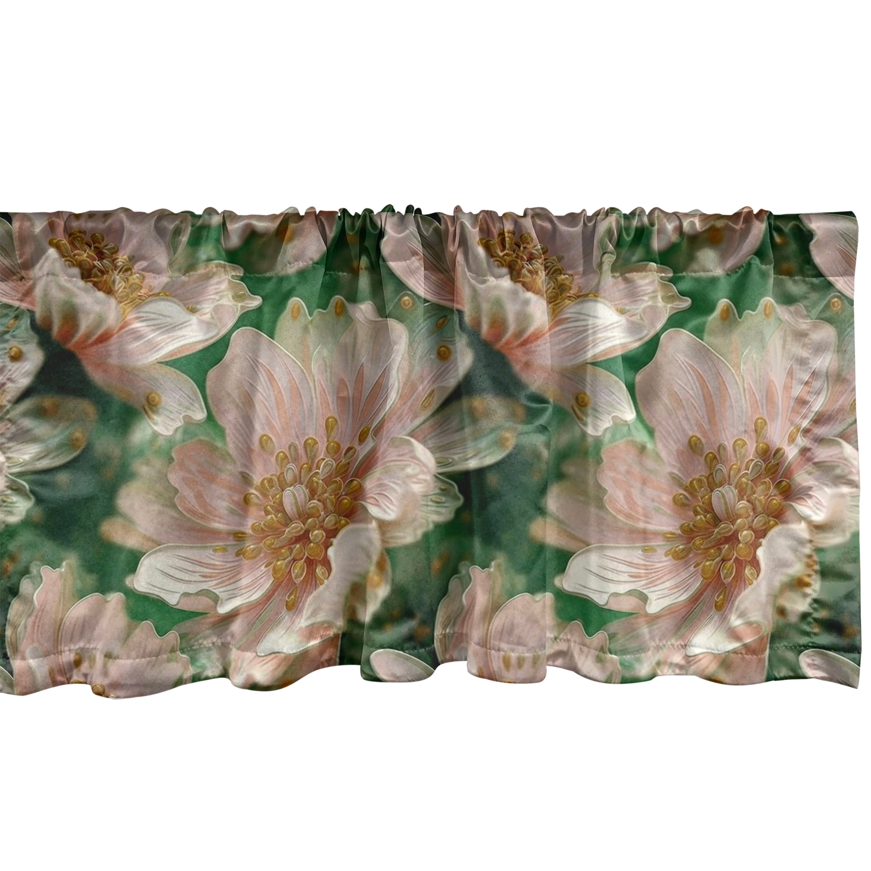 Spring Window Valance, Bold Peachy Petals with Blurry Shadows on Nature ...