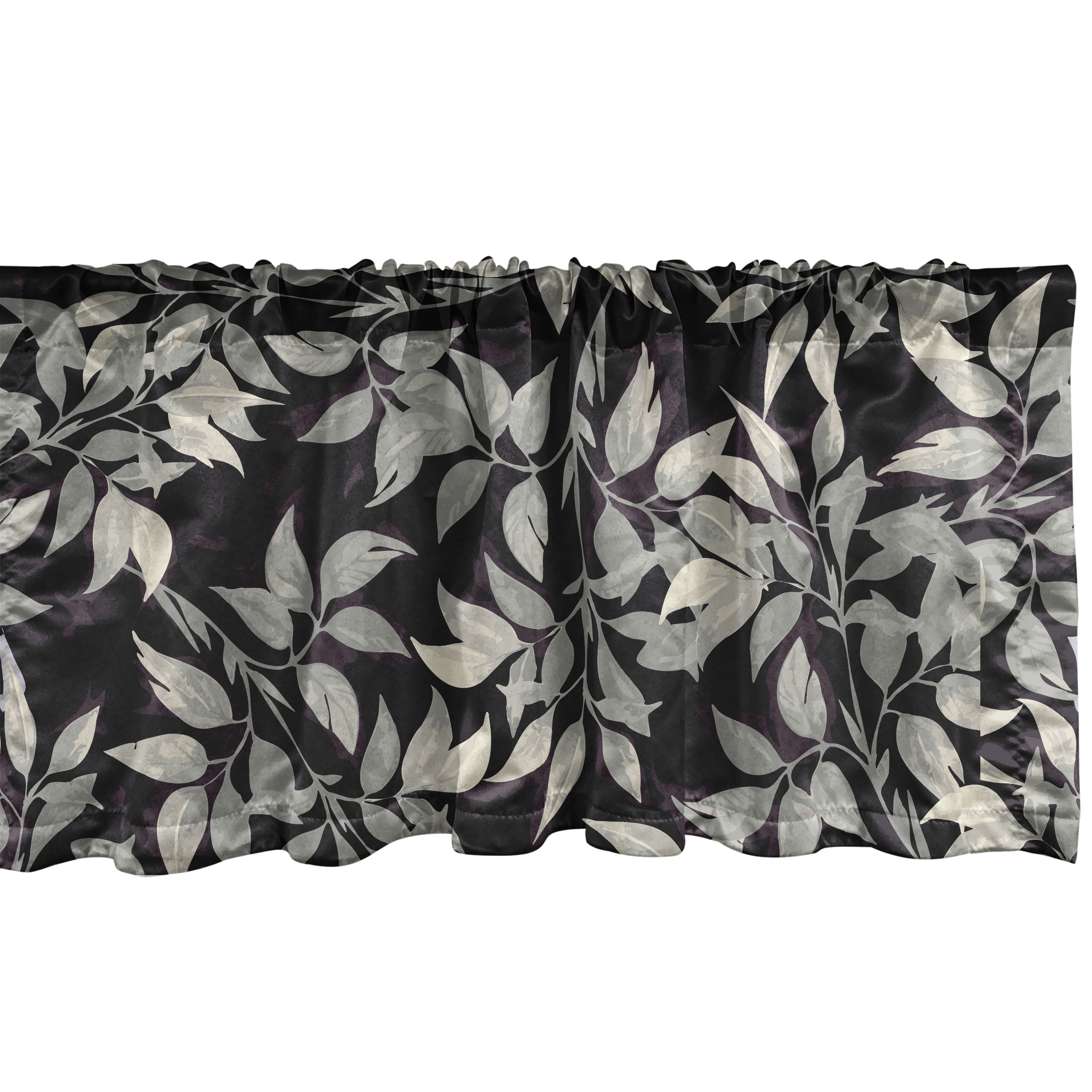 Spring Window Valance Continuous Ficus Leaves Minimalistic Art On