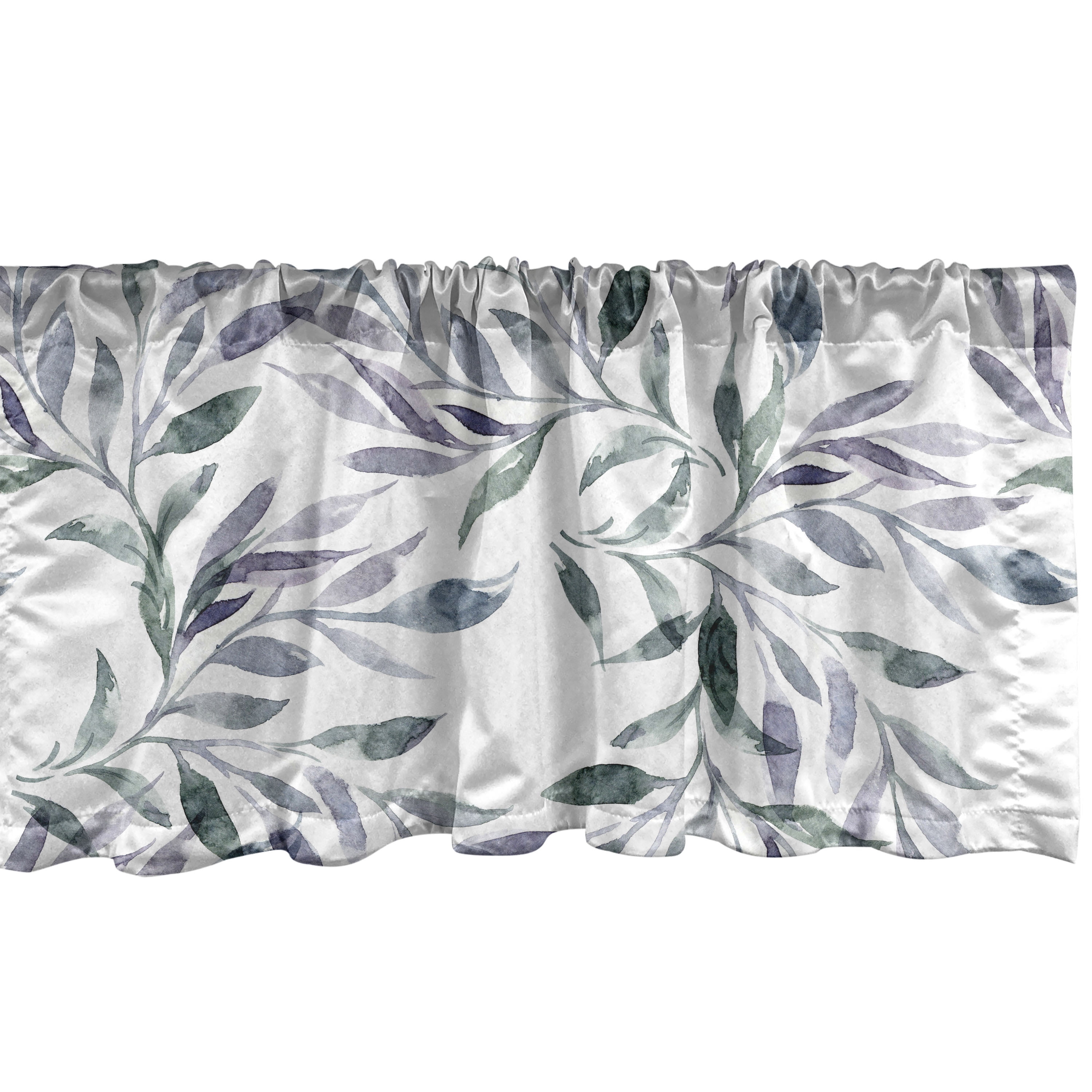 Spring Window Valance, Continuous Leaves Pattern Watercolor Ornament on ...