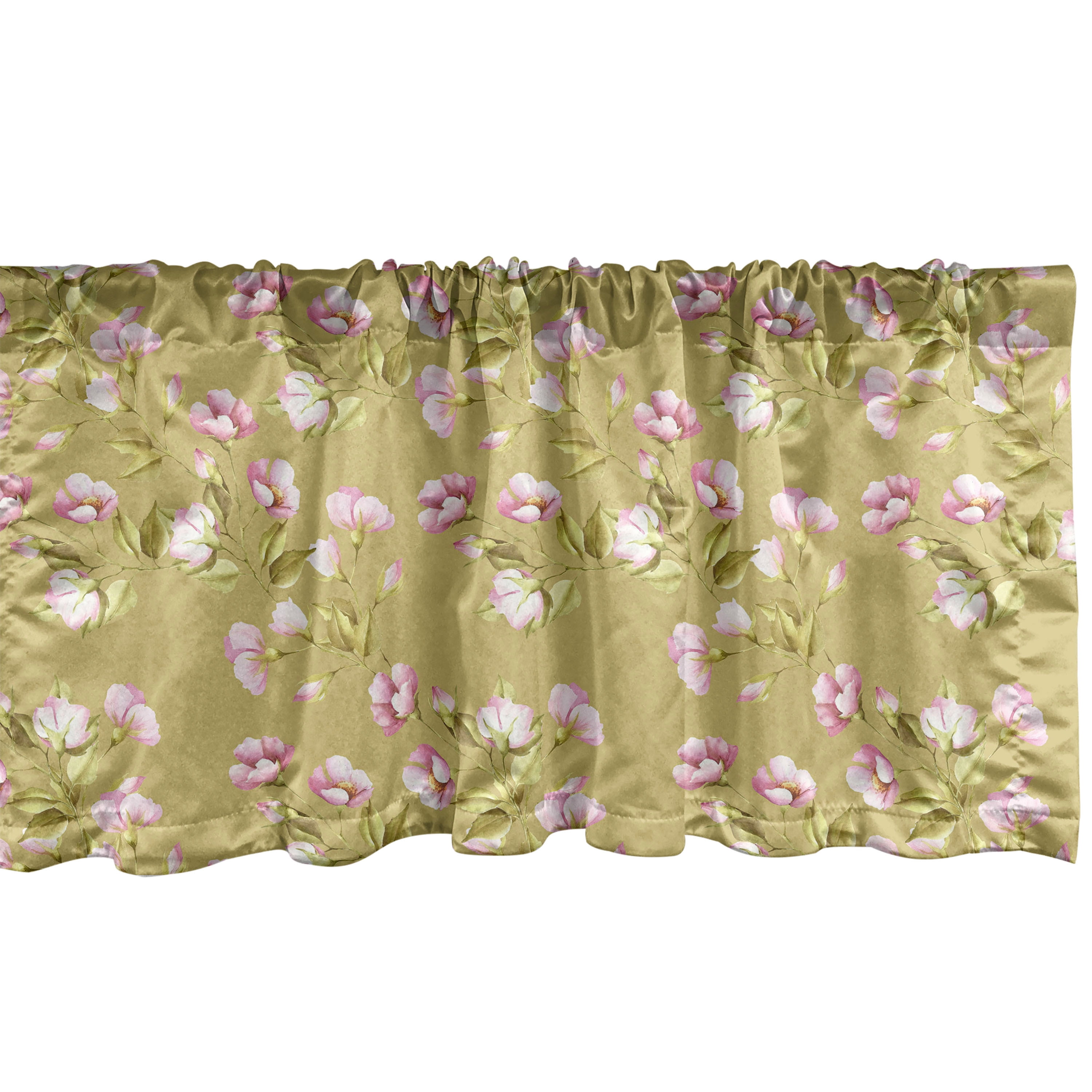 Spring Window Valance, Flowers and Leaves Summer Romantic Hope Branches ...